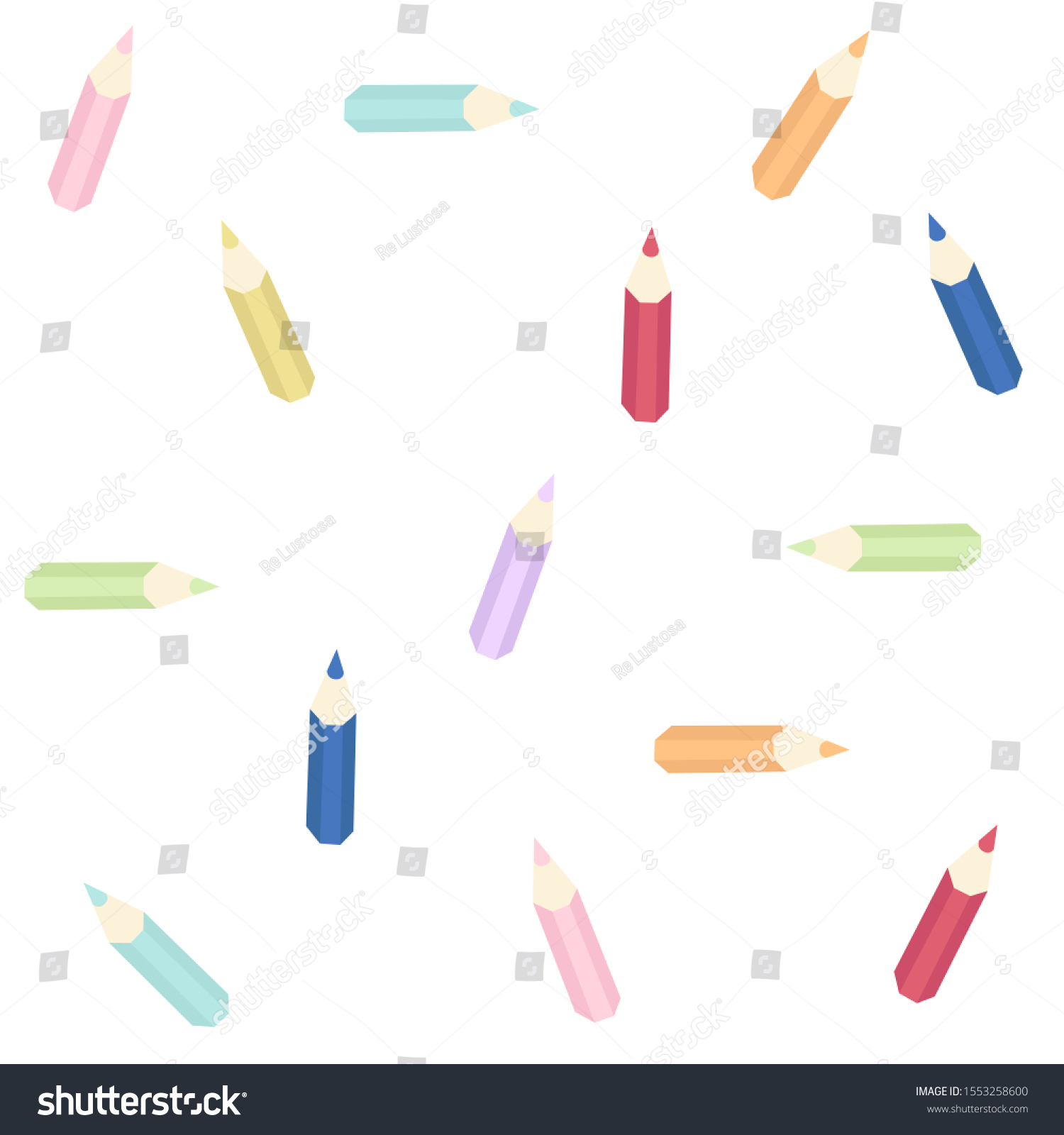 Cute Pencil Seamless Pattern Vector Illustration Stock Vector (Royalty ...
