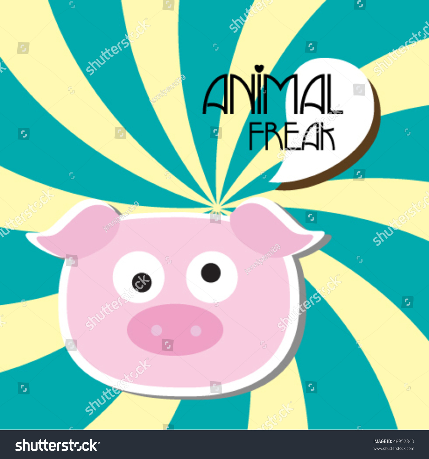 Cute Pig Card 2 Stock Vector (Royalty Free) 48952840