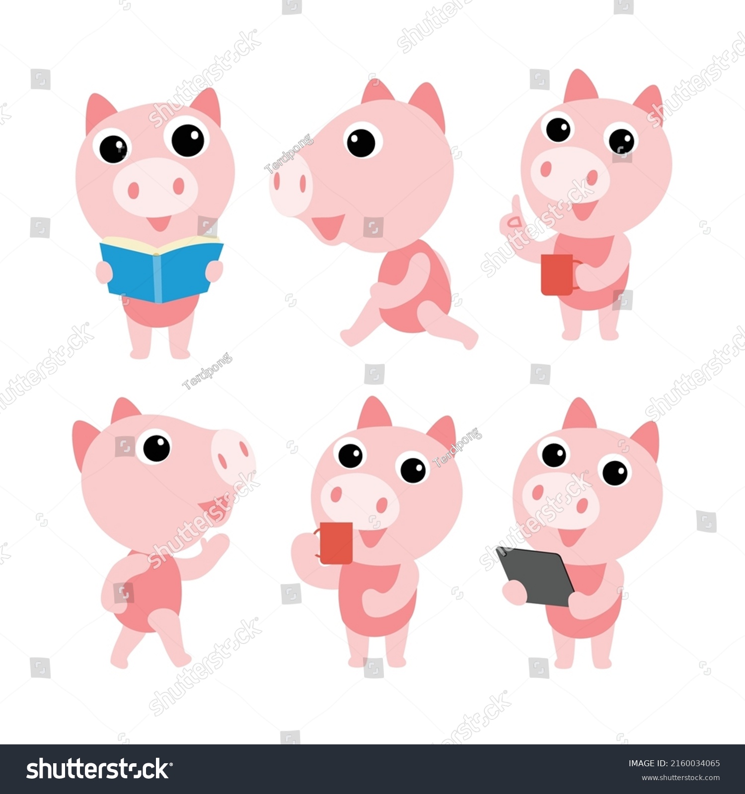 Cute Pig Character Design Presenting Concept Stock Vector (Royalty Free ...