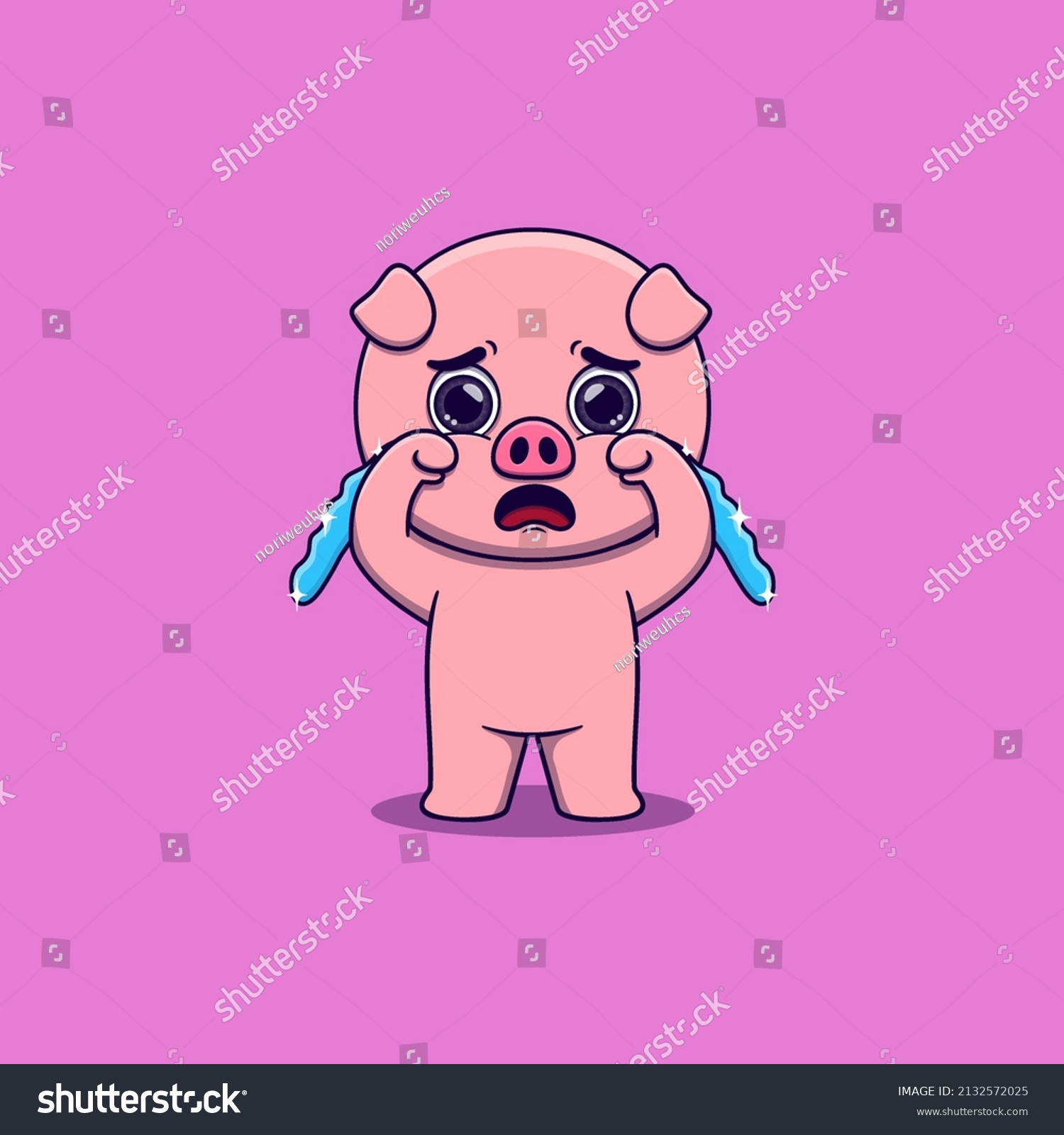 Cute Pig Crying Tears Stock Vector (Royalty Free) 2132572025 | Shutterstock