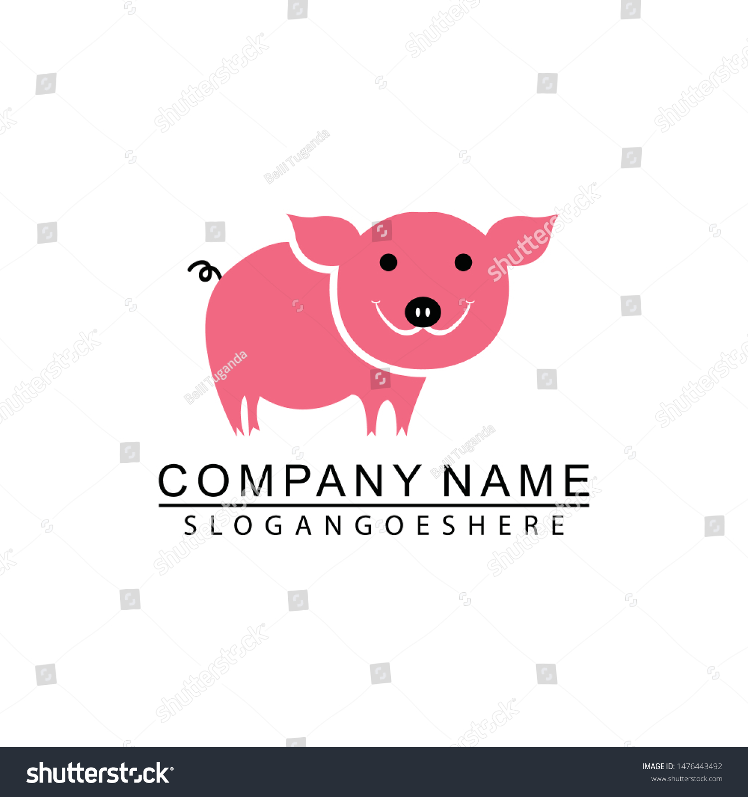 Cute Pig Logo Design Vector Stock Vector (Royalty Free) 1476443492