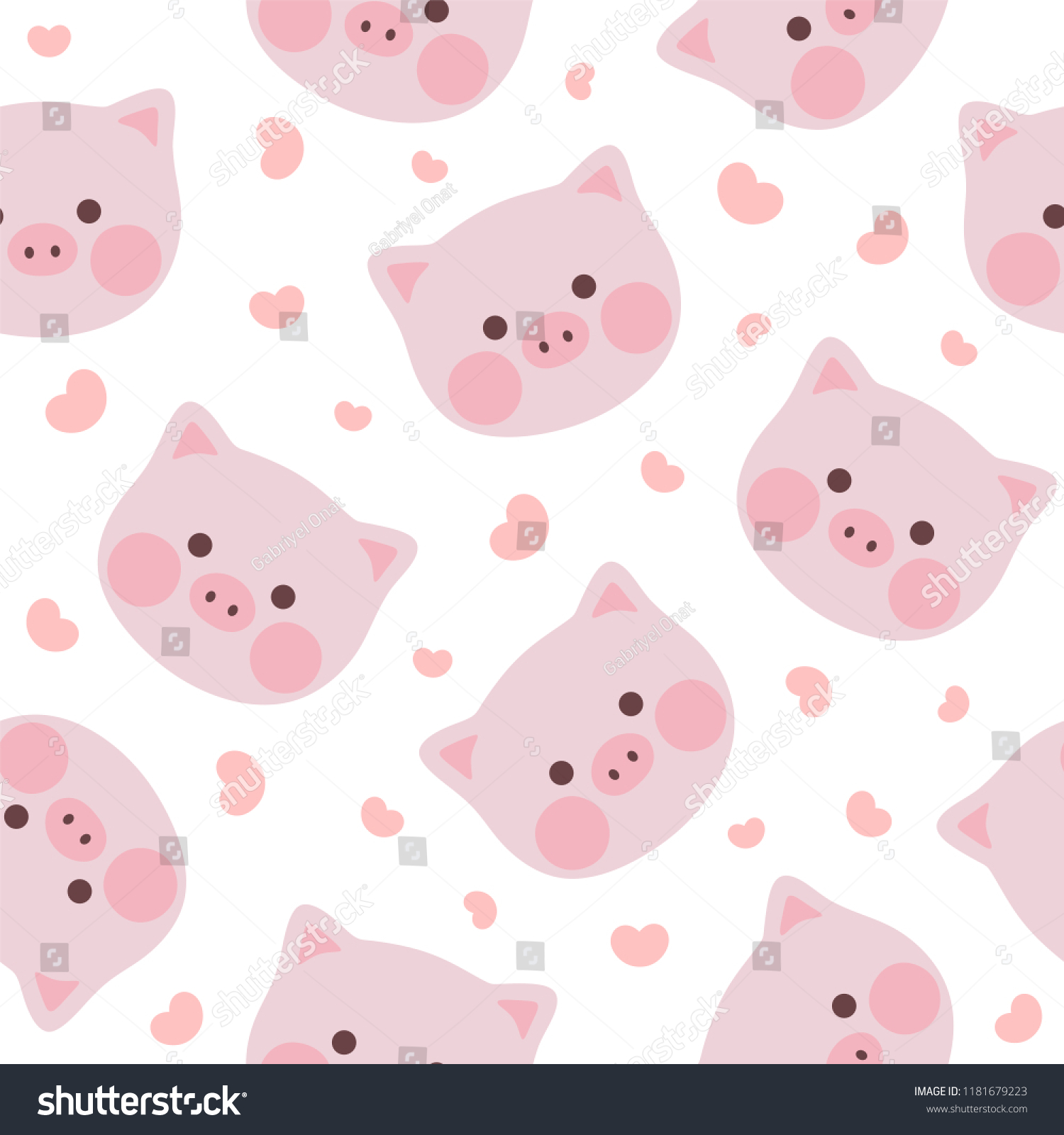 Cute Pig Seamless Pattern Background Vector Stock Vector (Royalty Free ...