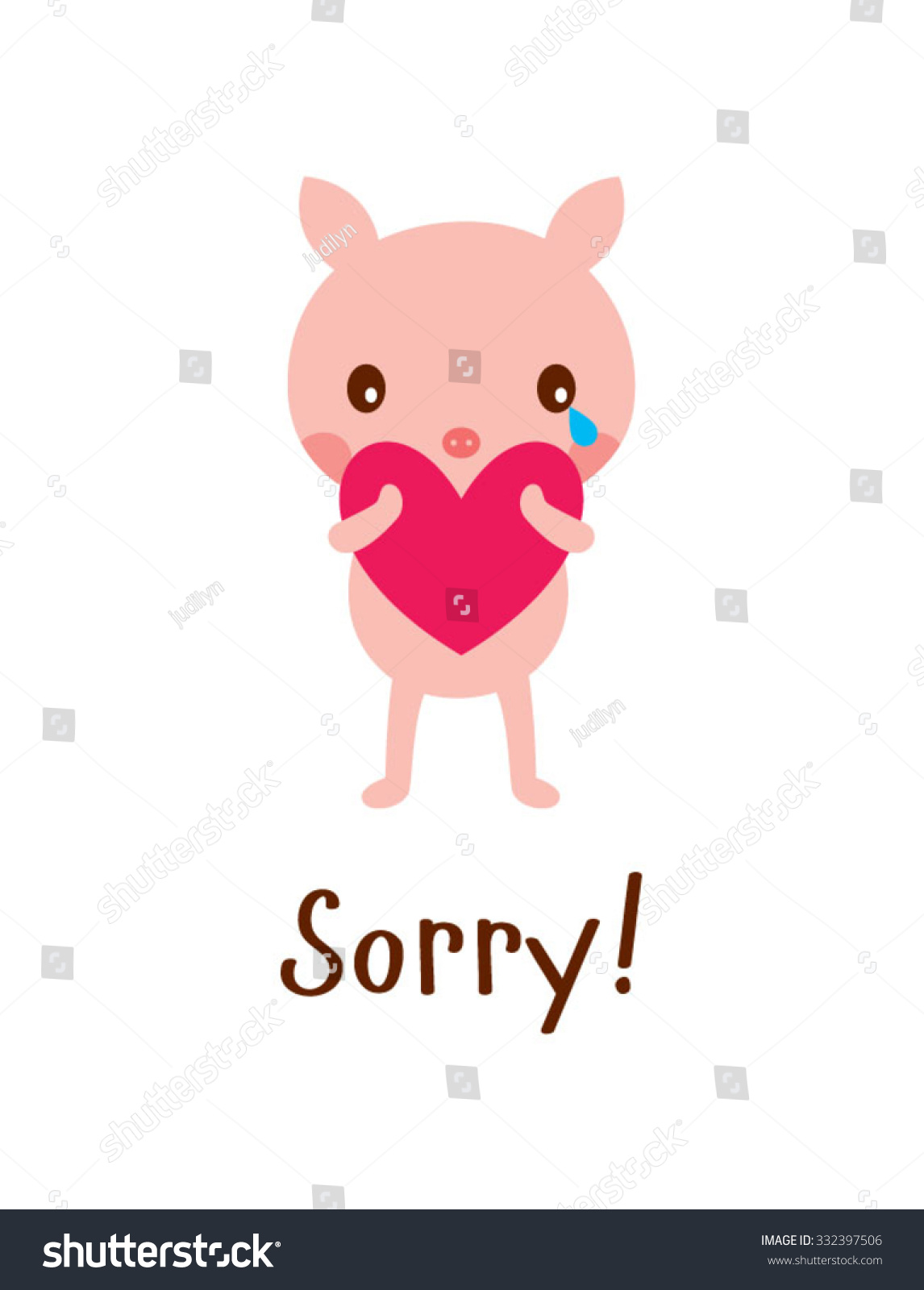 Cute Pig Sorry Card: เวกเตอร์สต็อก (ปลอดค่าลิขสิทธิ์) 332397506 ...