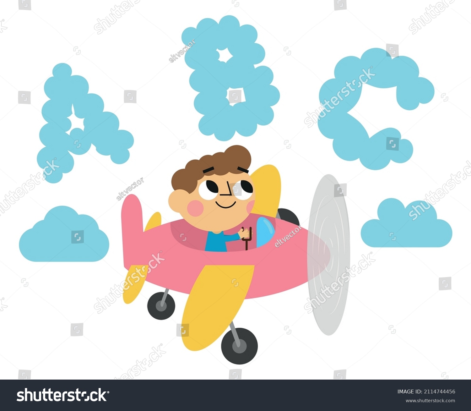 Cute Pilot Cloud Like Abc Letters Stock Vector (Royalty Free ...
