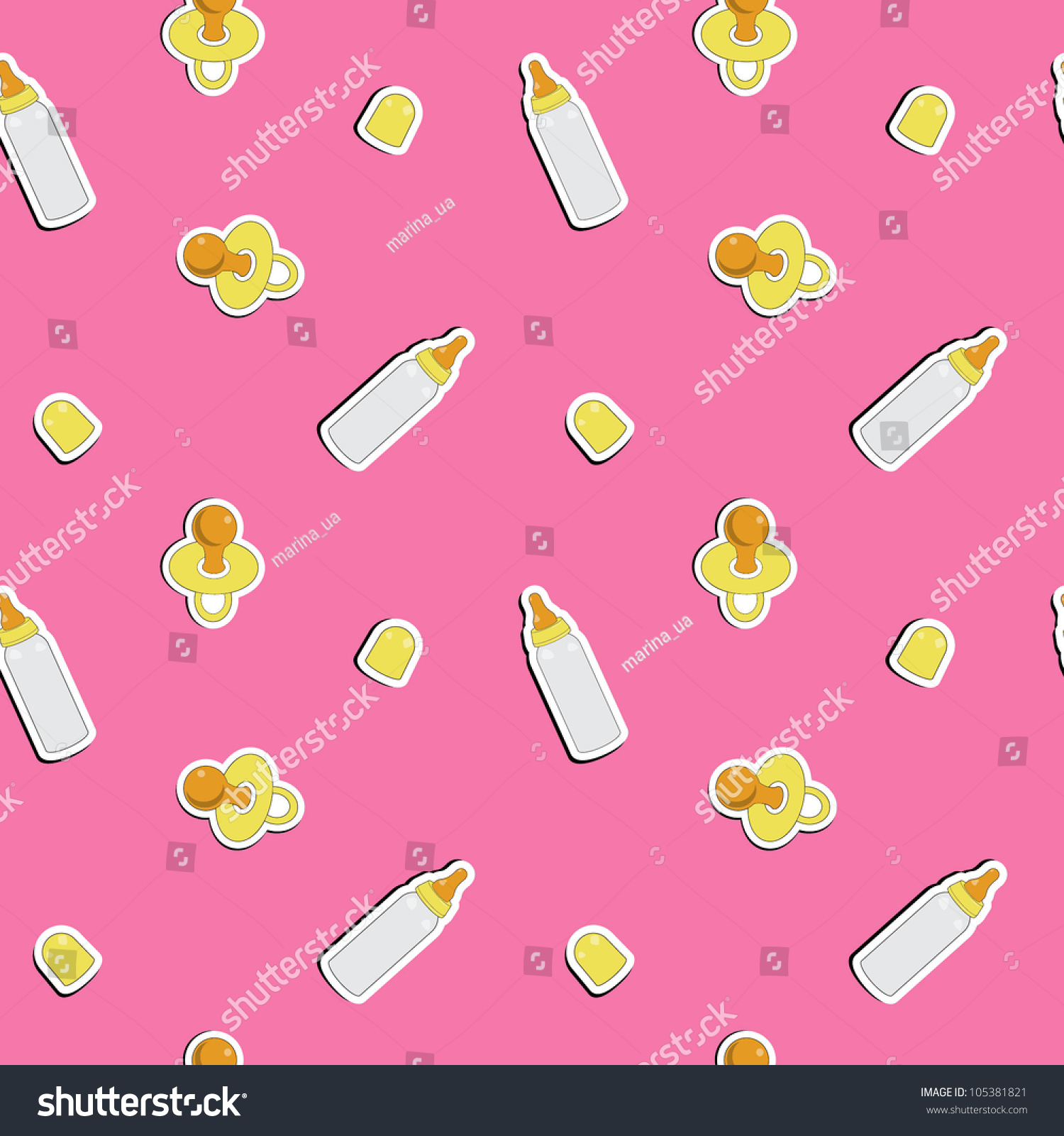 Cute Pink Baby Background Seamless Pattern Stock Vector (Royalty Free ...