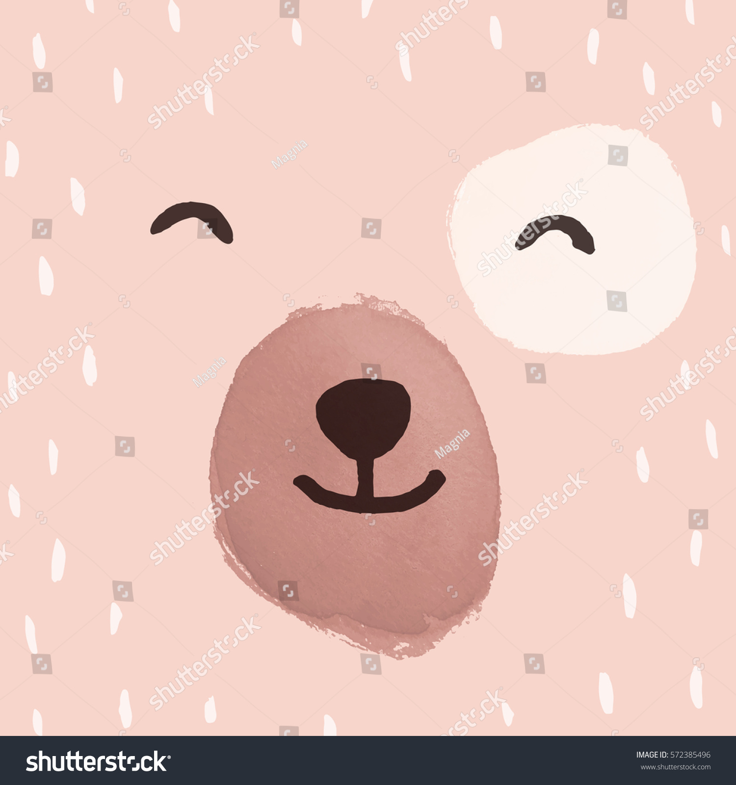 Cute Pink Bear Illustration Stock Vector (Royalty Free) 572385496 ...