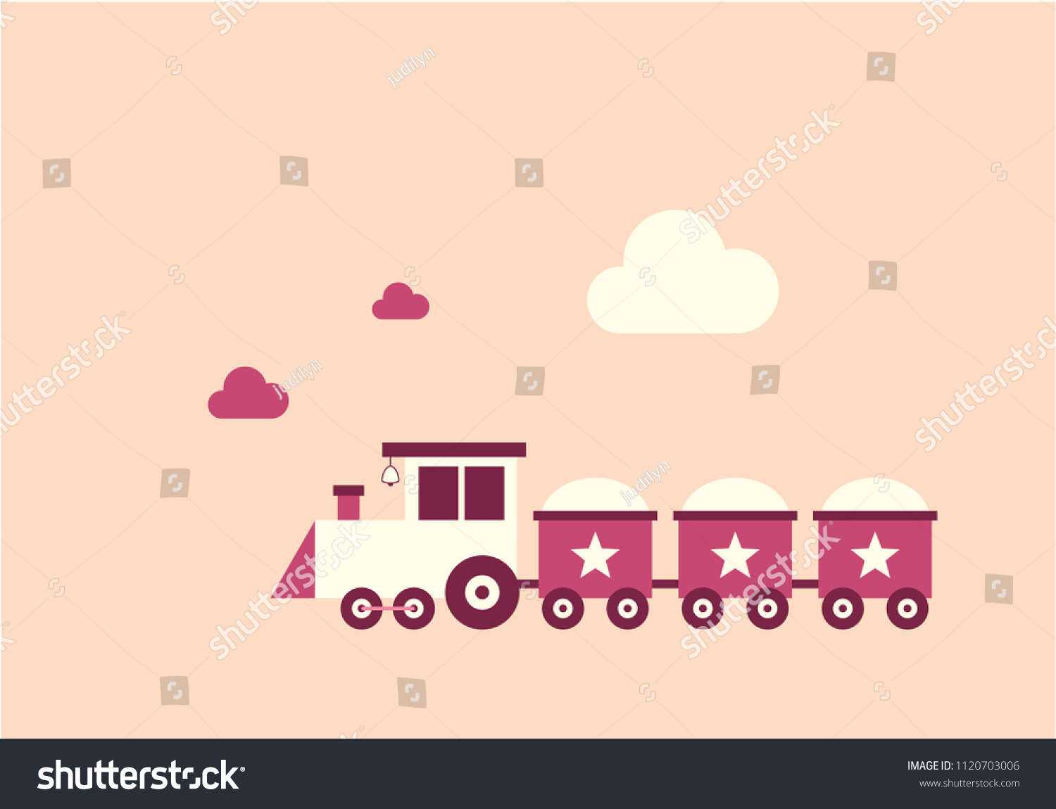 Cute Pink Cartoon Train Vector: vector de stock (libre de regalías ...