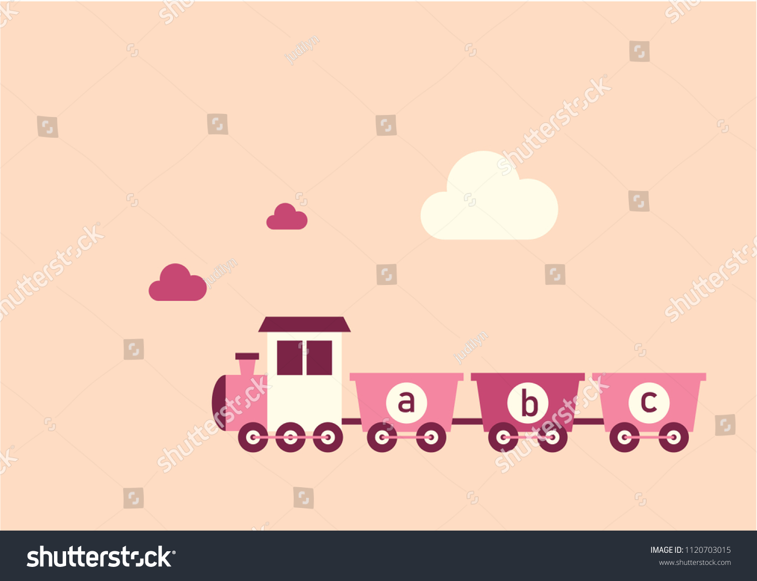 Cute Pink Cartoon Train Vector Stock Vector (Royalty Free) 1120703015 ...