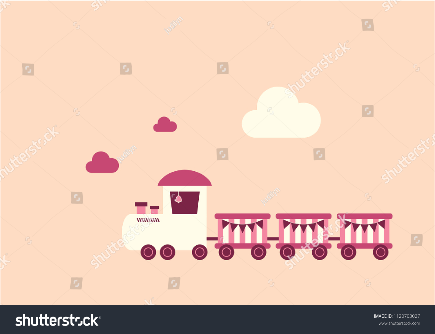 Cute Pink Cartoon Train Vector Stock Vector (Royalty Free) 1120703027 ...