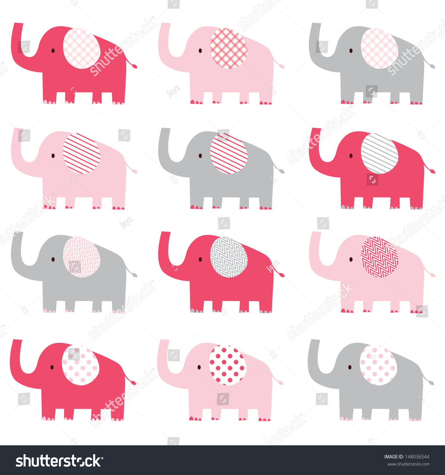 Patrón de elefante rosa lindo: vector de stock (libre de regalías ...