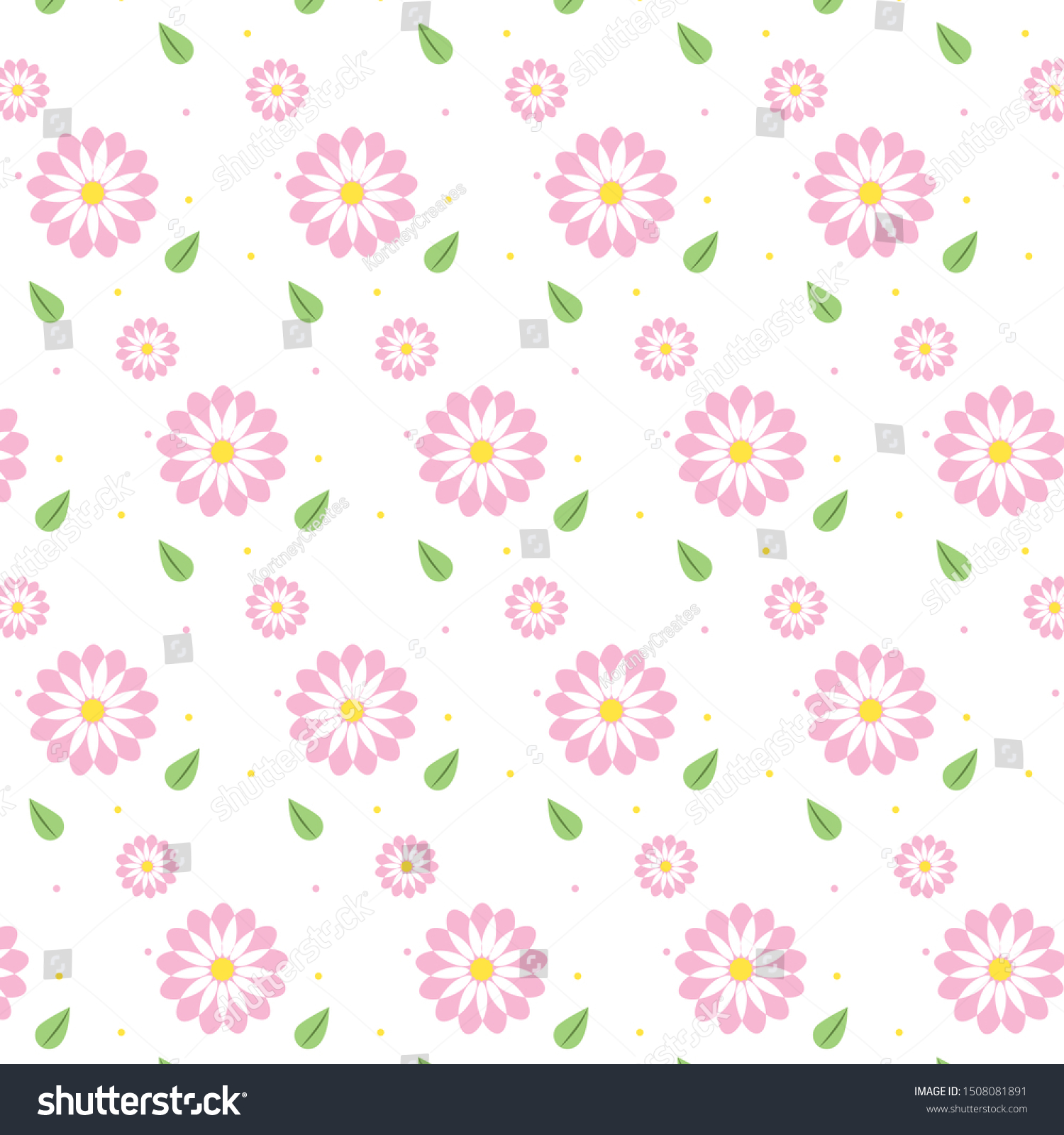 Cute Pink Floral Repeat Pattern Leaves Stock Vector (Royalty Free ...