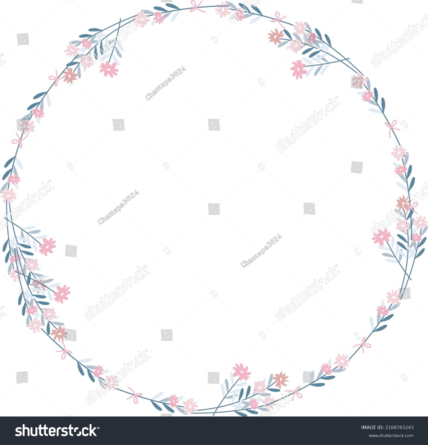 Cute Pink Flower Circle Frame Background Stock Vector (Royalty Free ...