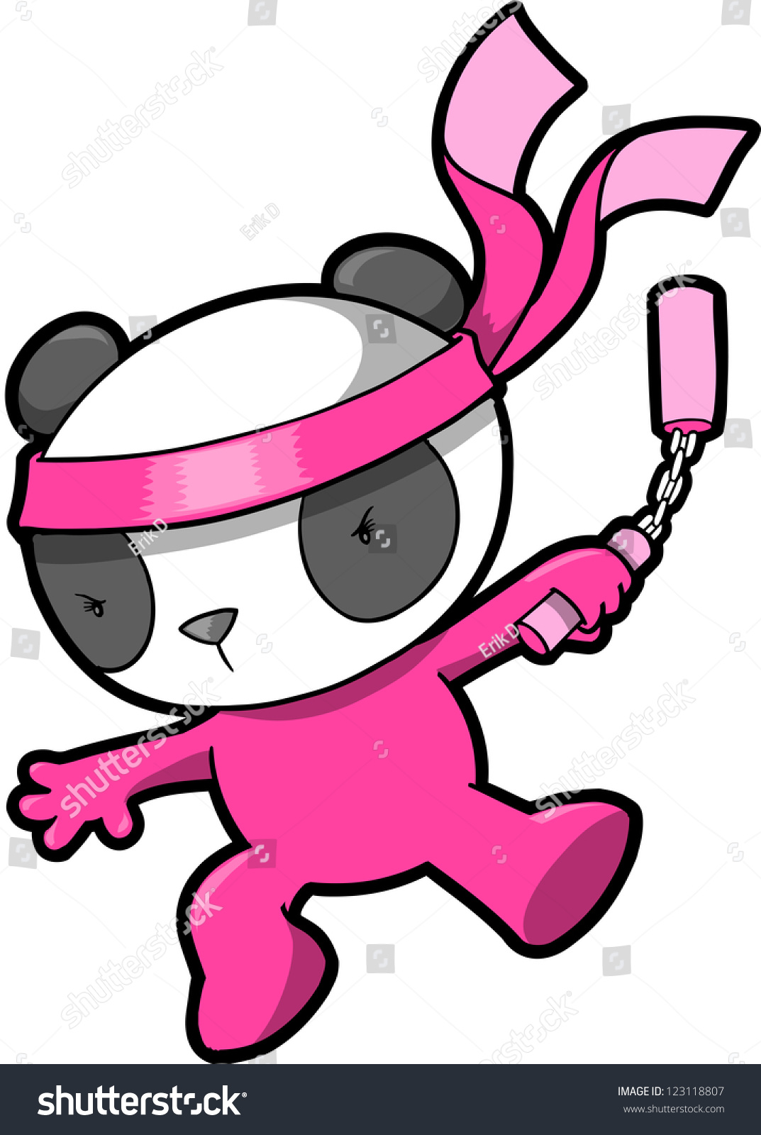 Cute Pink Panda Bear Ninja Vector Stock Vector (Royalty Free) 123118807