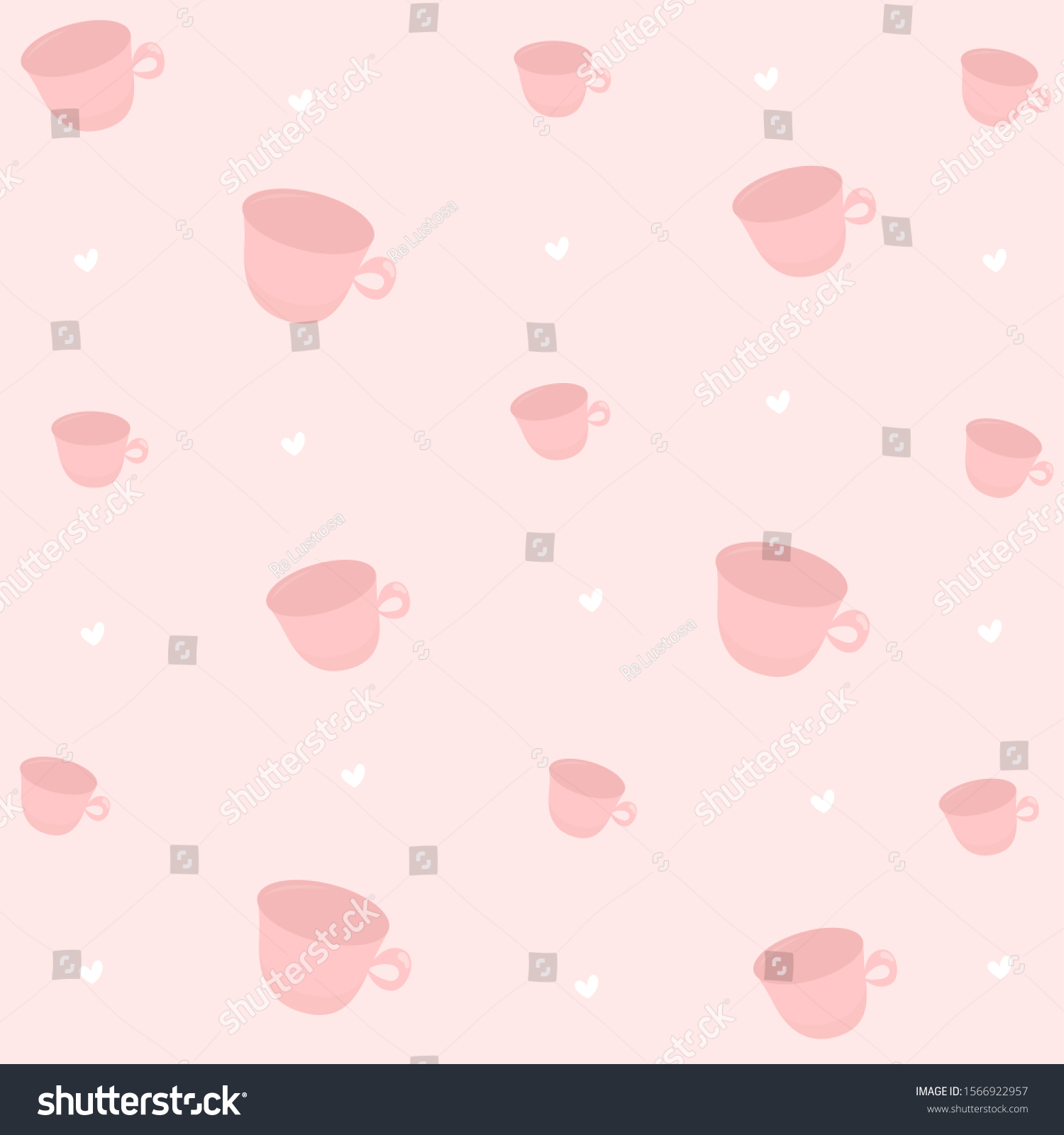 Cute Pink Teacup Pattern Fun Vector Stock Vector (Royalty Free) 1566922957