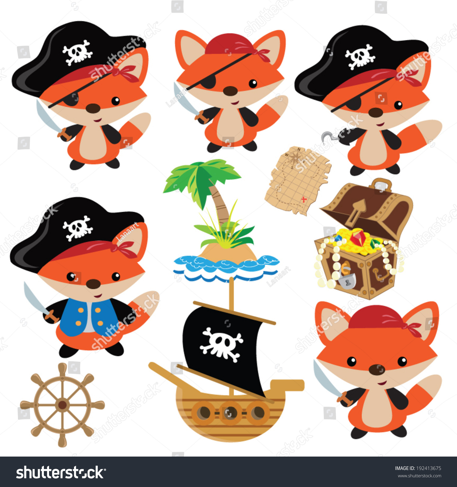 Cute Pirate Vector Illustration Stock Vector (Royalty Free) 192413675 ...