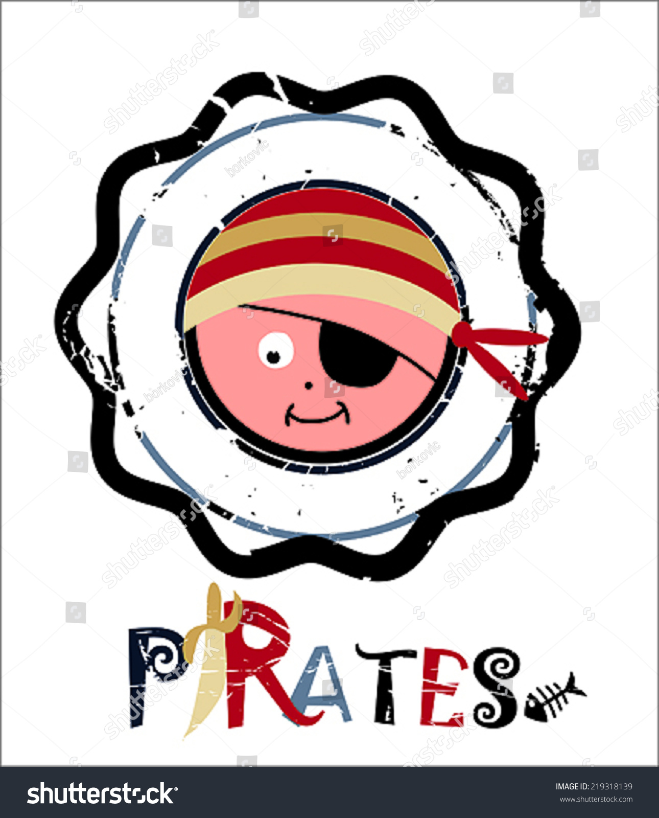Cute Pirate Vector Illustration Stock Vector (Royalty Free) 219318139