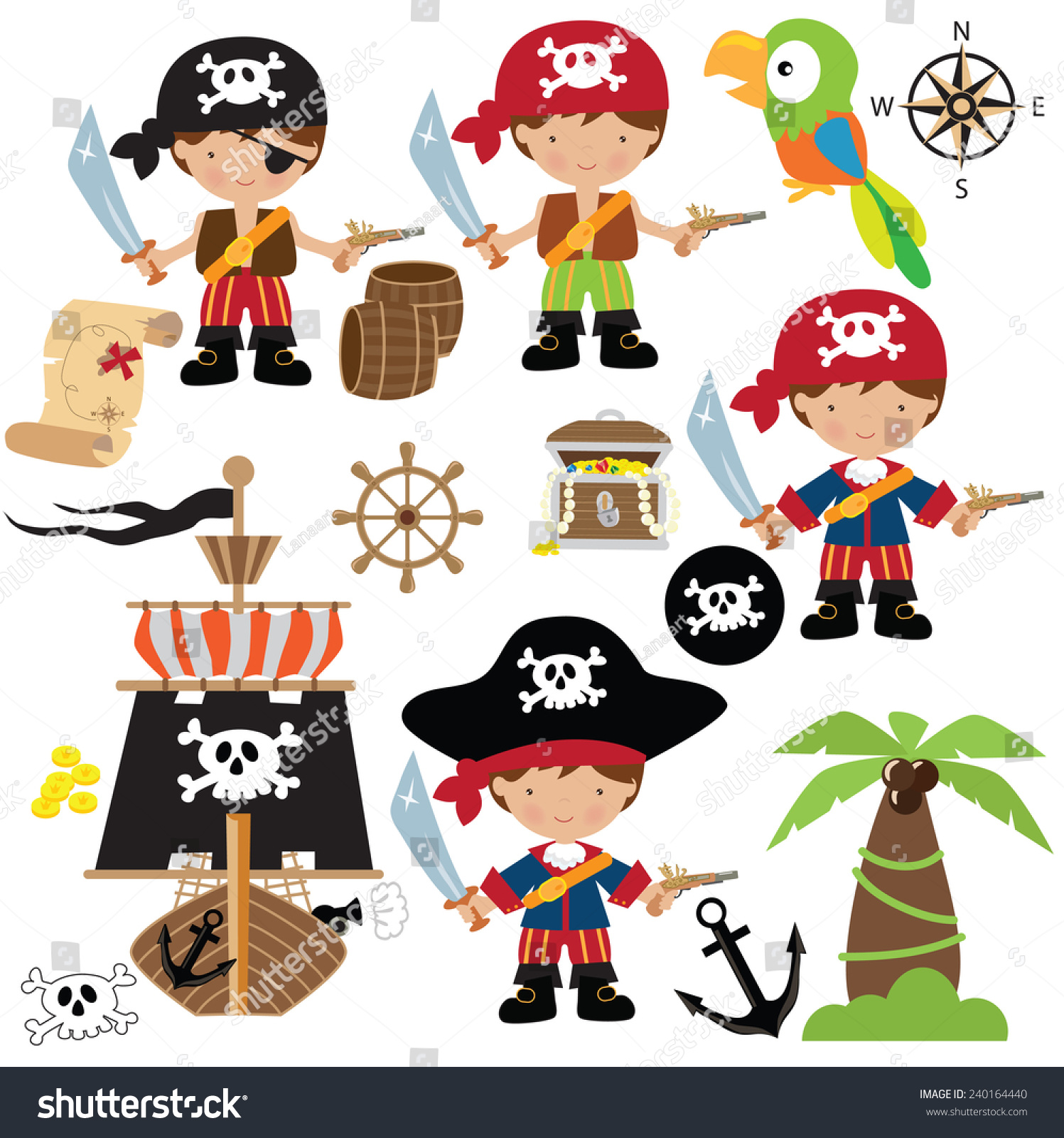 Cute Pirate Vector Illustration Stock Vector (Royalty Free) 240164440 ...