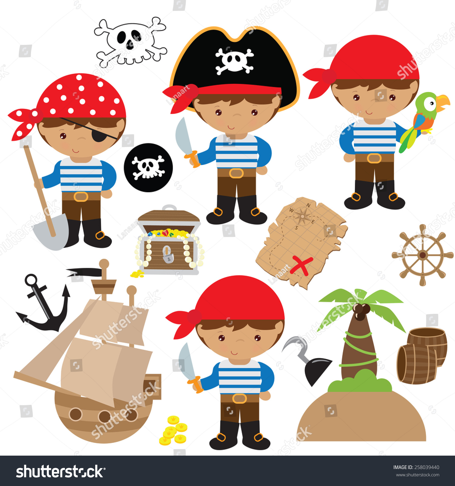 Cute Pirate Vector Illustration Arkistovektori (tekijänoikeusvapaa ...