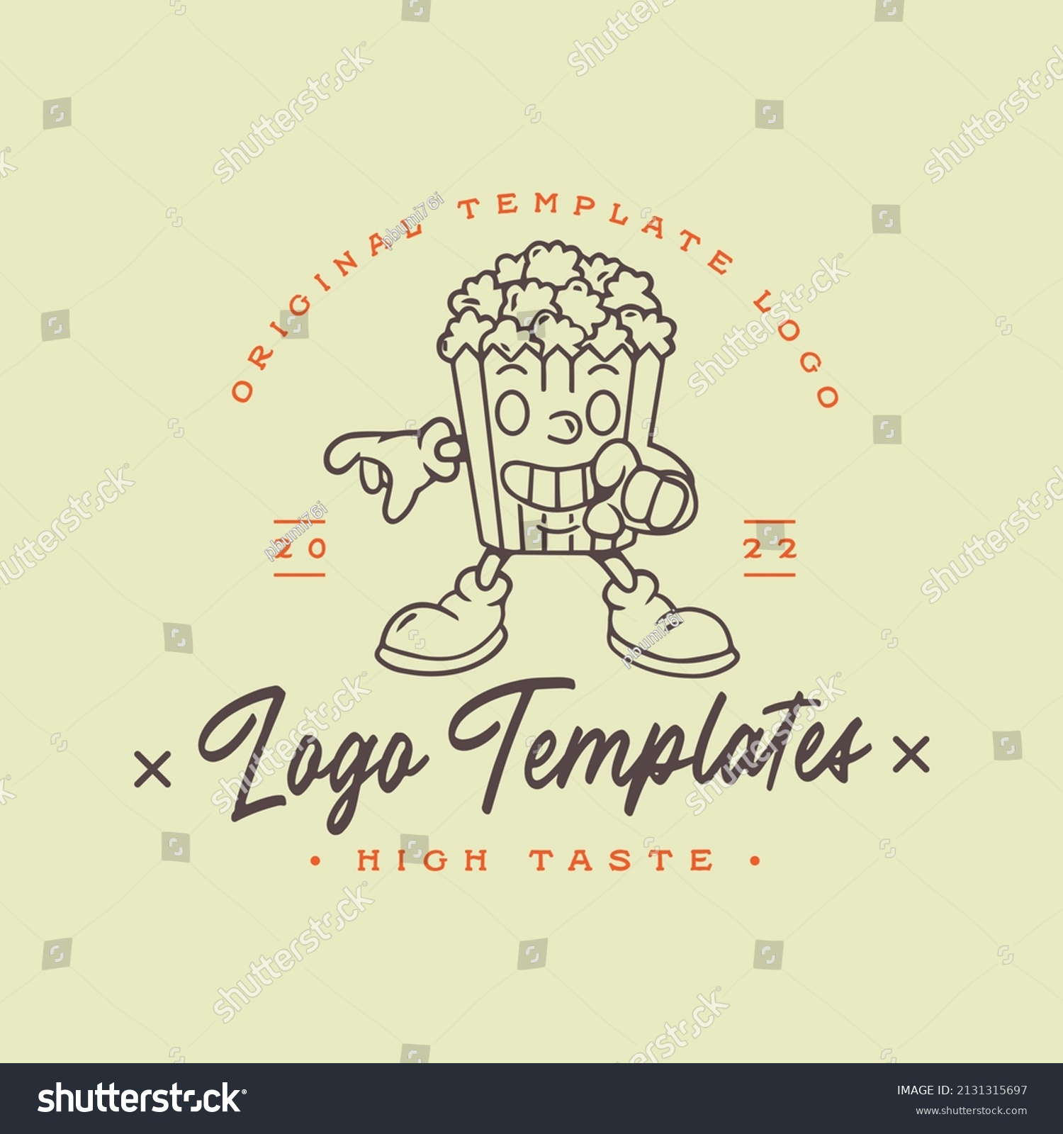 Cute Popcorn Box Character Template Logo Stock Vector (Royalty Free ...