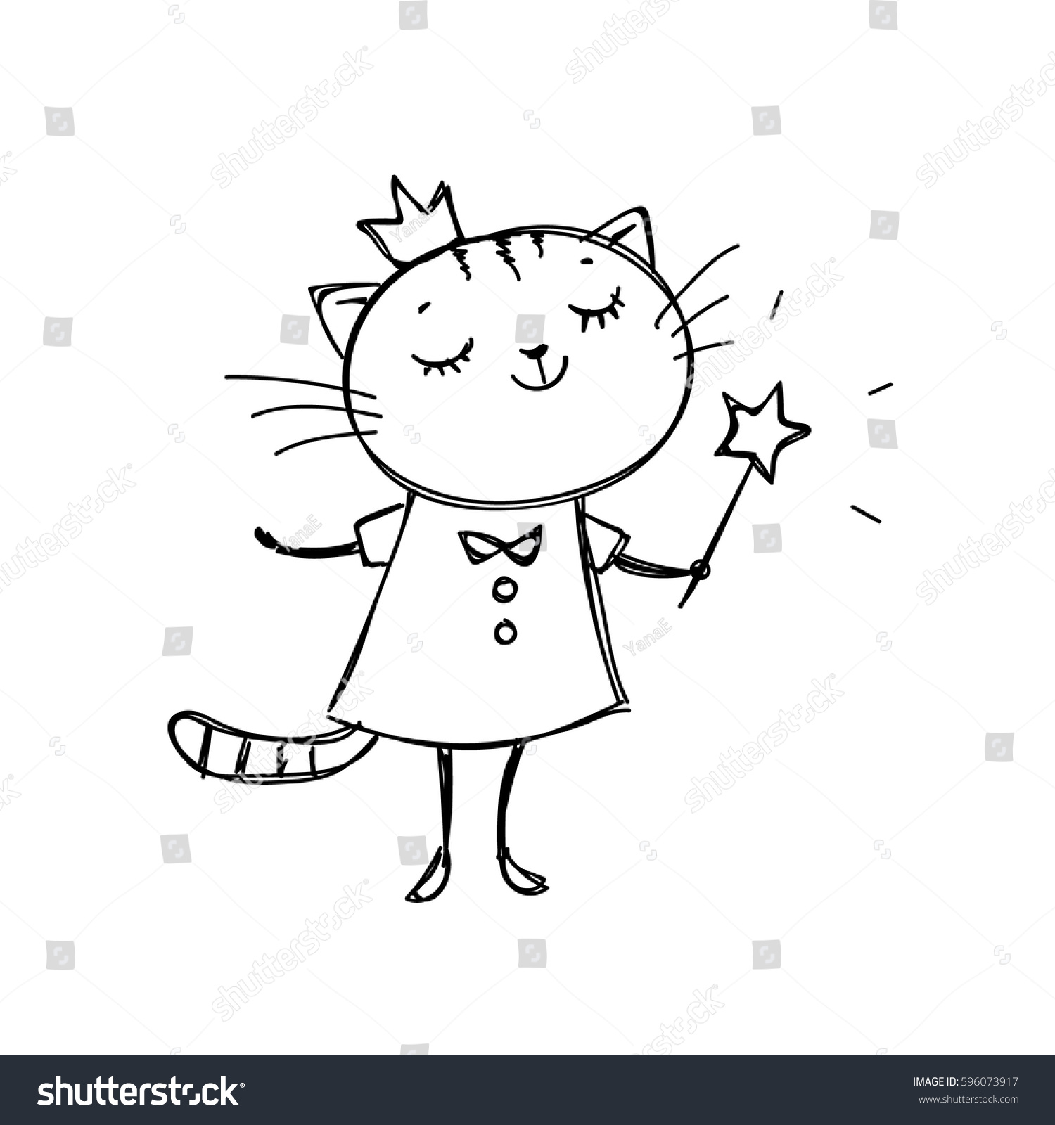 Cute Princess Cat Vector Illustration Stock Vector (Royalty Free ...