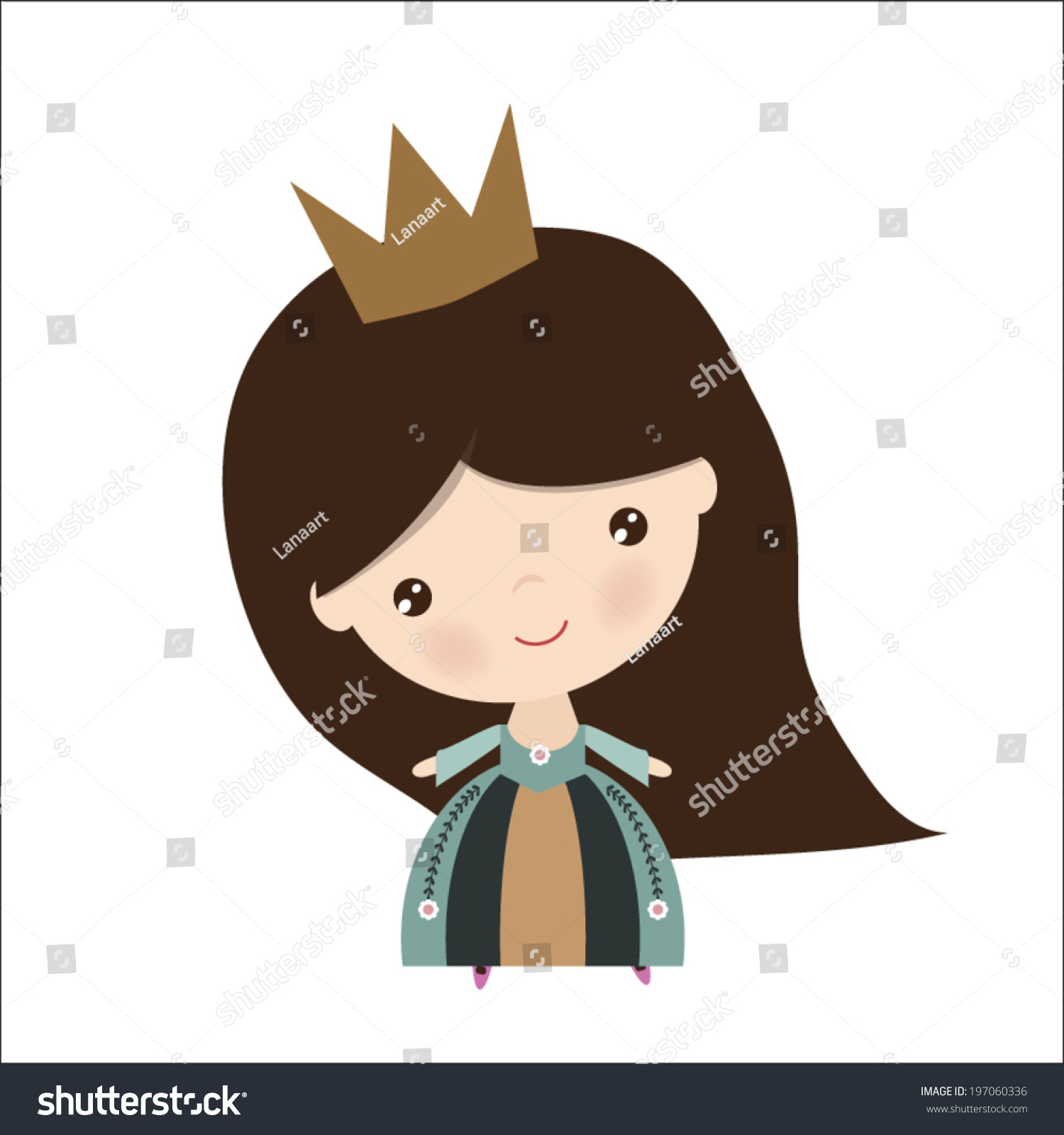 Cute Princess Vector Illustration Stock Vector (Royalty Free) 197060336 ...