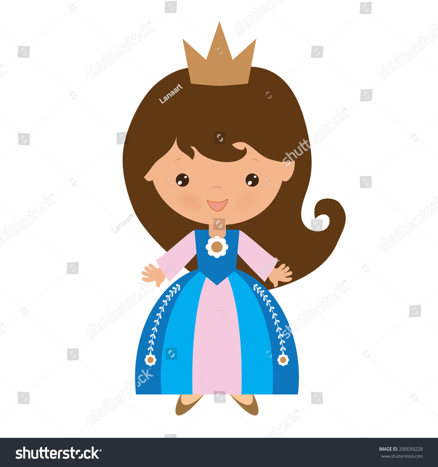 Cute Princess Vector Illustration Stock Vector (Royalty Free) 290039228 ...