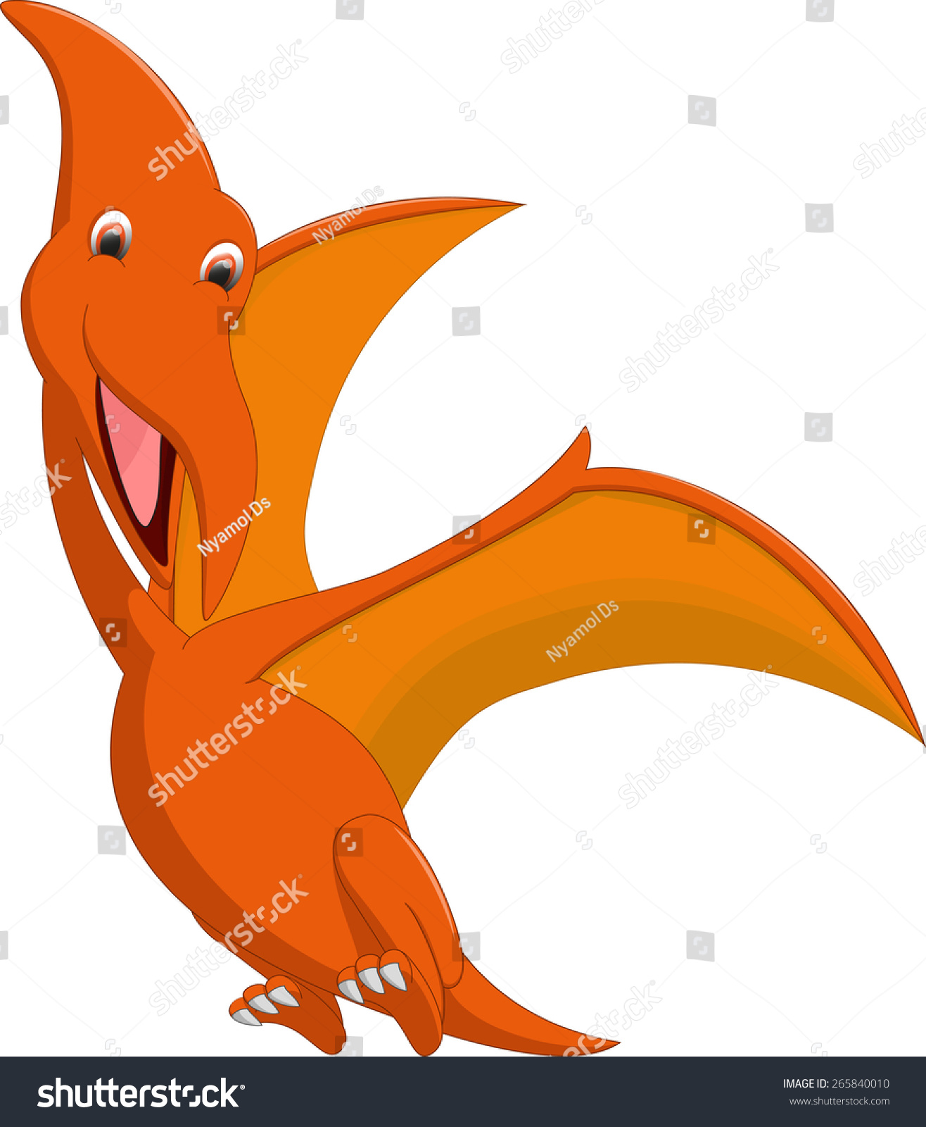 Vektor Stok Cute Pterodactyl Cartoon (Tanpa Royalti) 265840010 ...