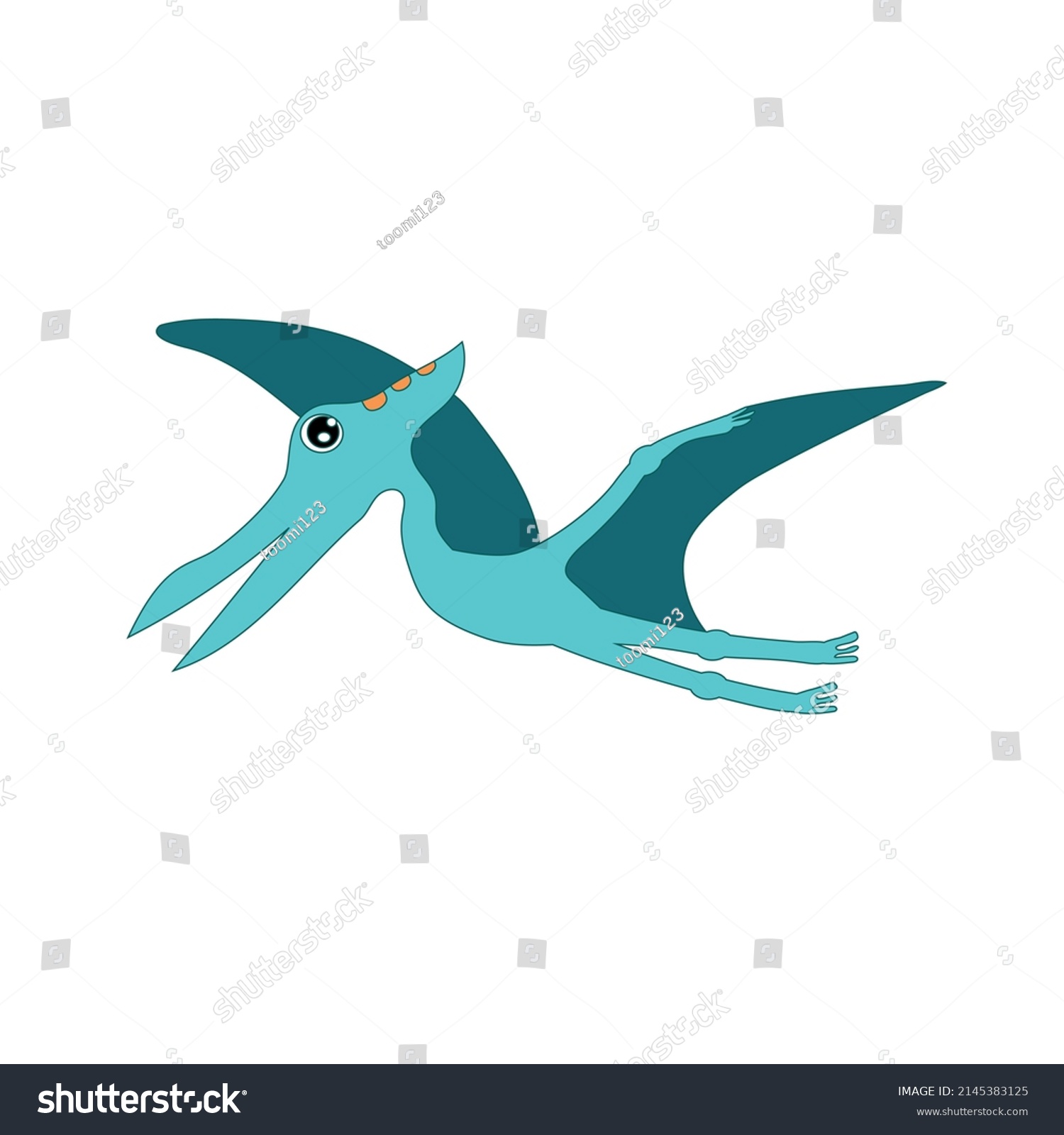 Cute Pterodactyl Isolated On White Background Stock Vector (Royalty ...