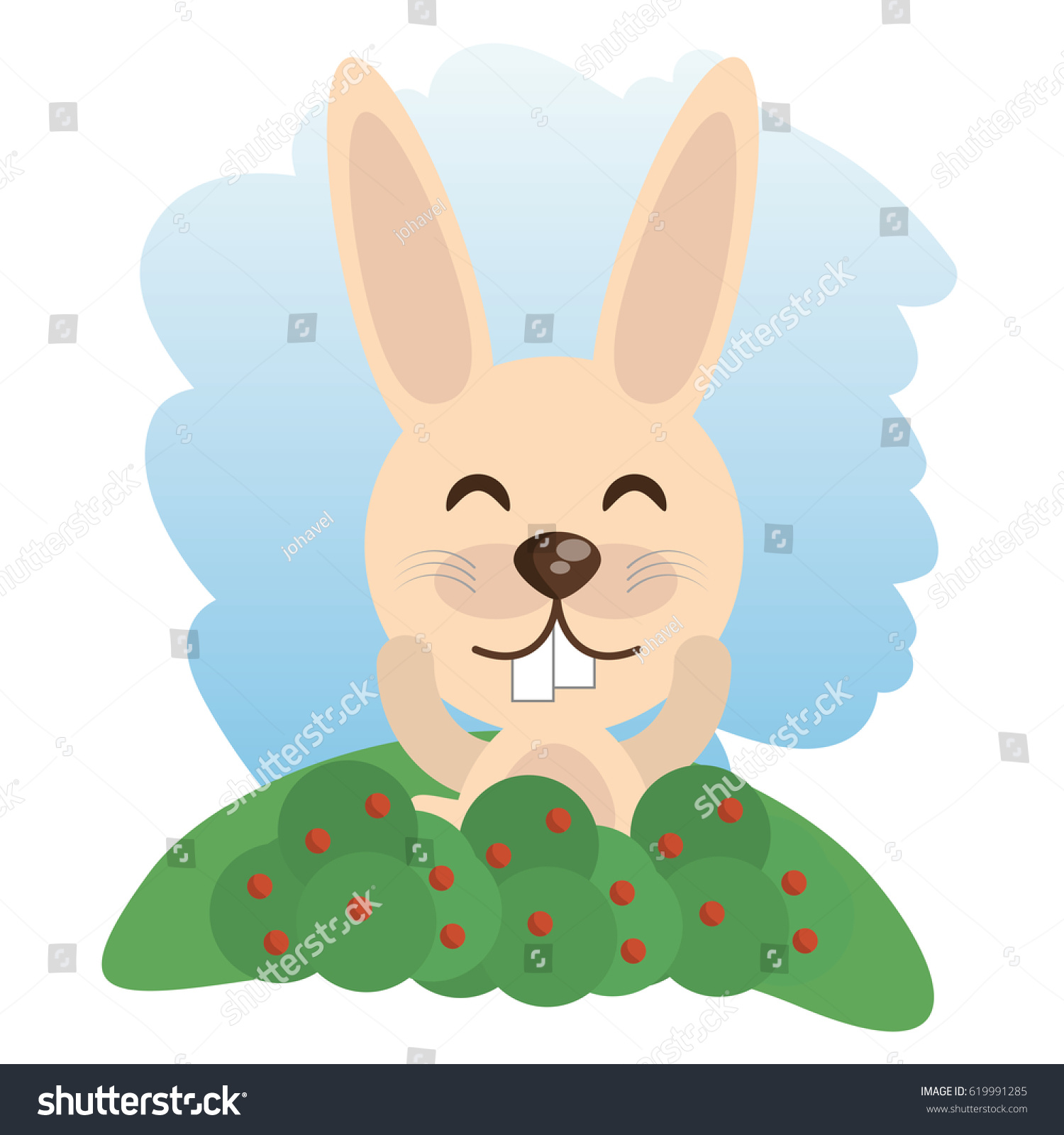 Cute Rabbit Animal Winking Stock Vector (Royalty Free) 619991285 ...