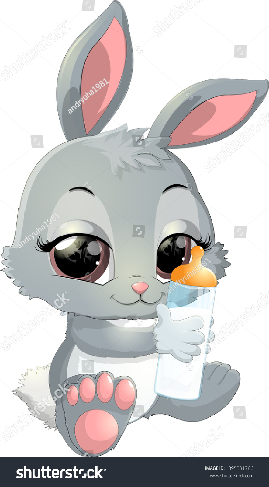 Cute Rabbit Cartoon Stock Vector (Royalty Free) 1095581786 | Shutterstock