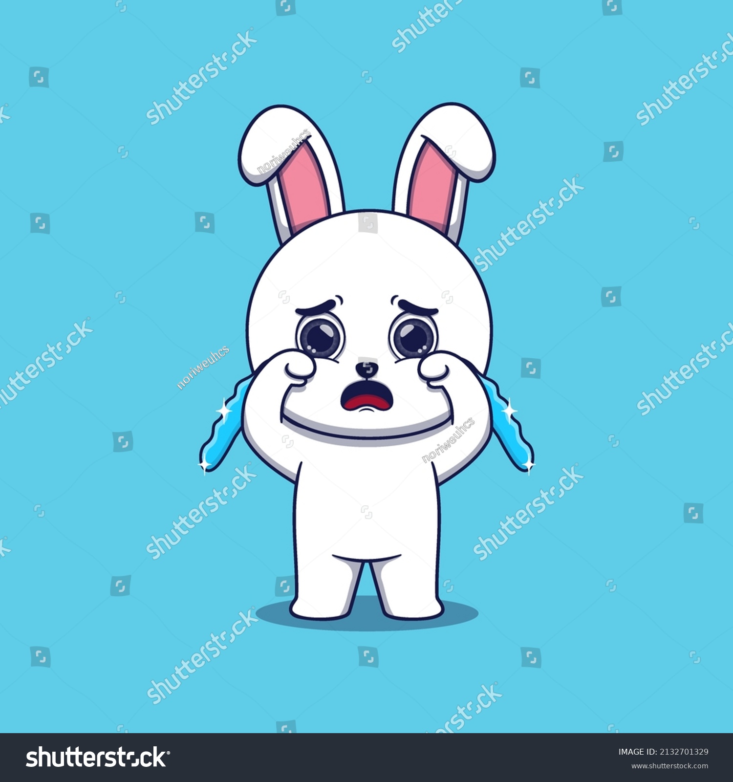 Cute Rabbit Crying Tears Stock Vector (Royalty Free) 2132701329 ...