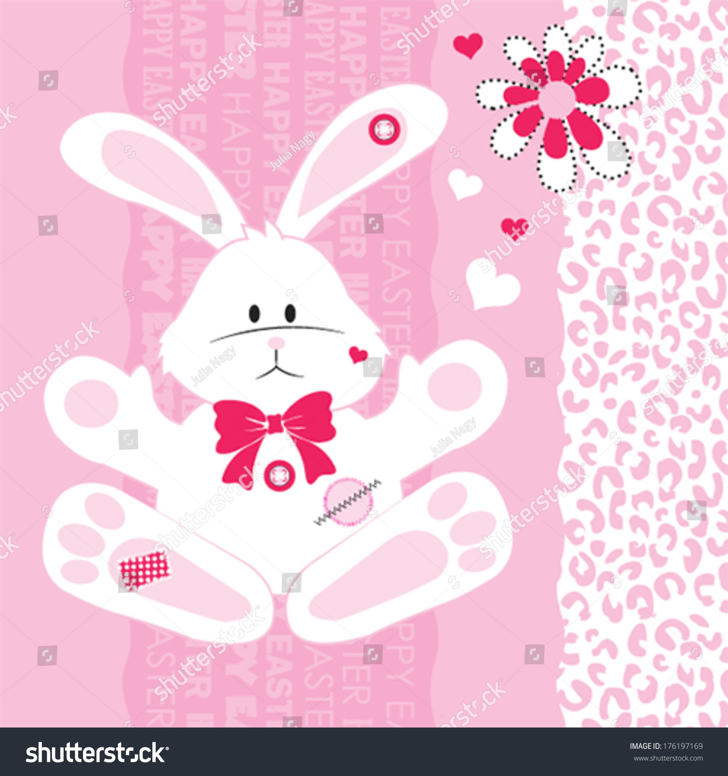 Cute Rabbit Happy Easter Vector Illustration: vector de stock (libre de ...