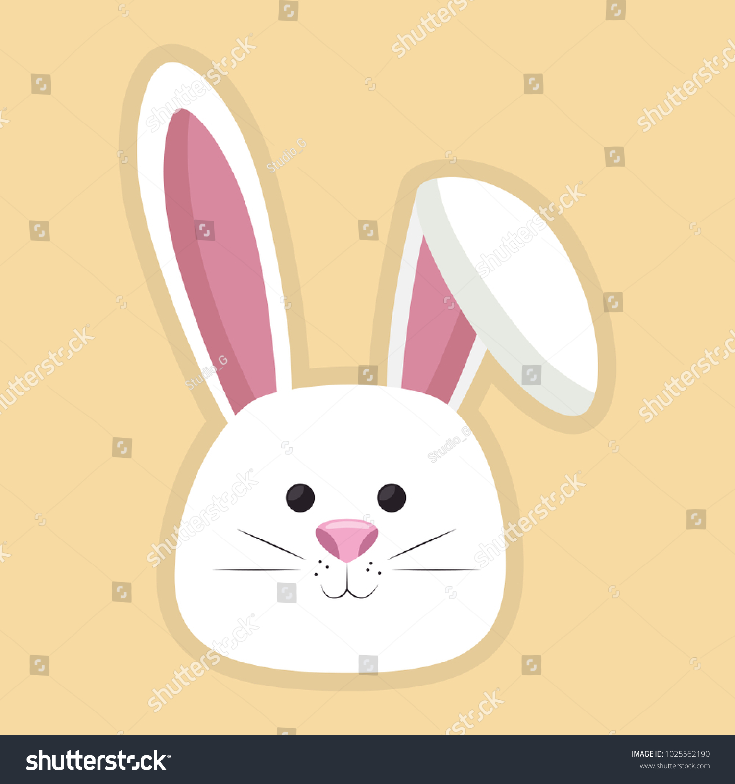 Cute Rabbit Head Icon Stock Vector (Royalty Free) 1025562190