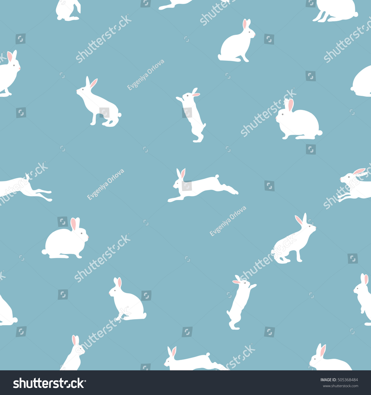 Cute Rabbit Illustration Seamless Pattern On Stock Vector (Royalty Free ...