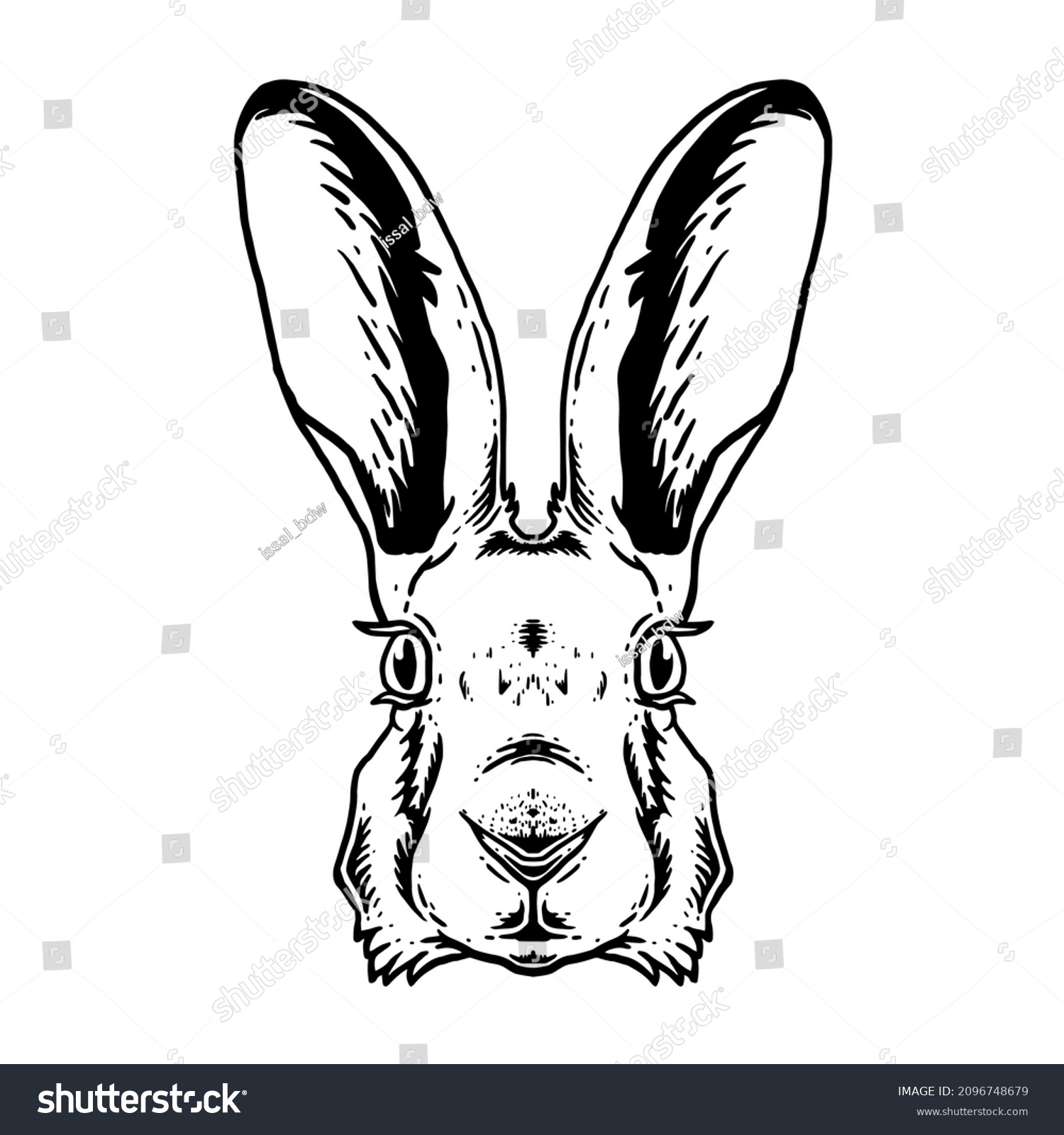 Cute Rabbit Line Art Vector Illustration Stock Vector (Royalty Free ...