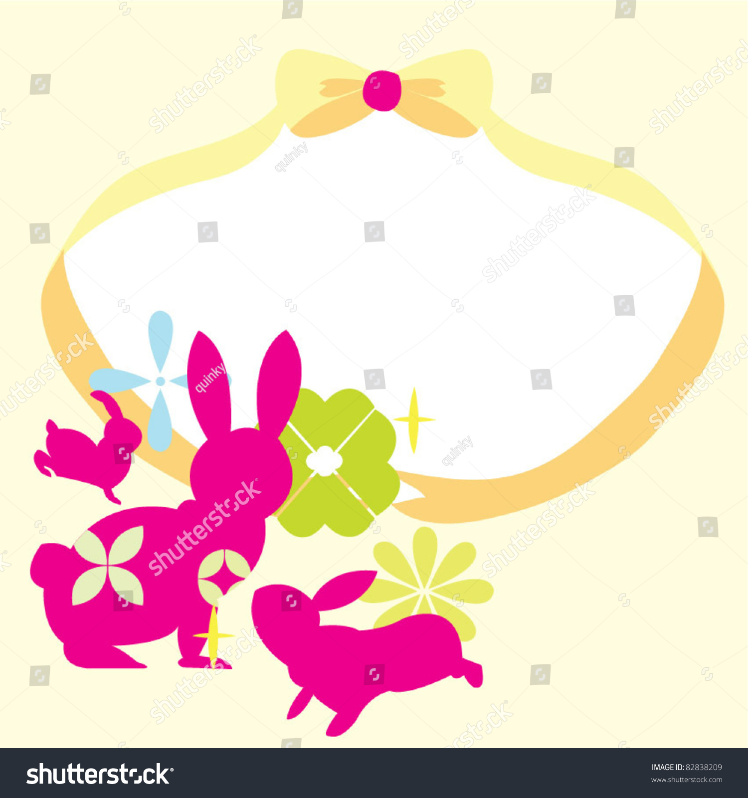 Cute Rabbit Silhouette Frame Stock Vector (Royalty Free) 82838209 ...