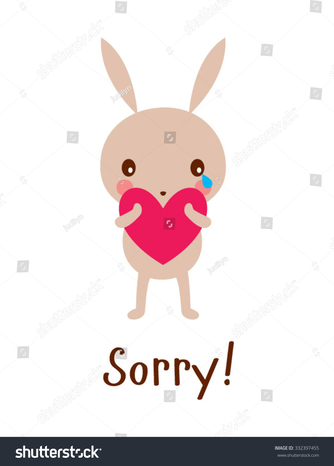 Cute Rabbit Sorry Card Vectores En Stock 332397455 - Shutterstock