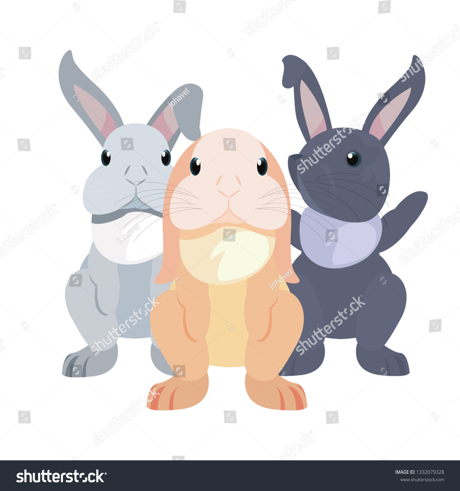 Cute Rabbits Cartoon Stock Vector (Royalty Free) 1332079328
