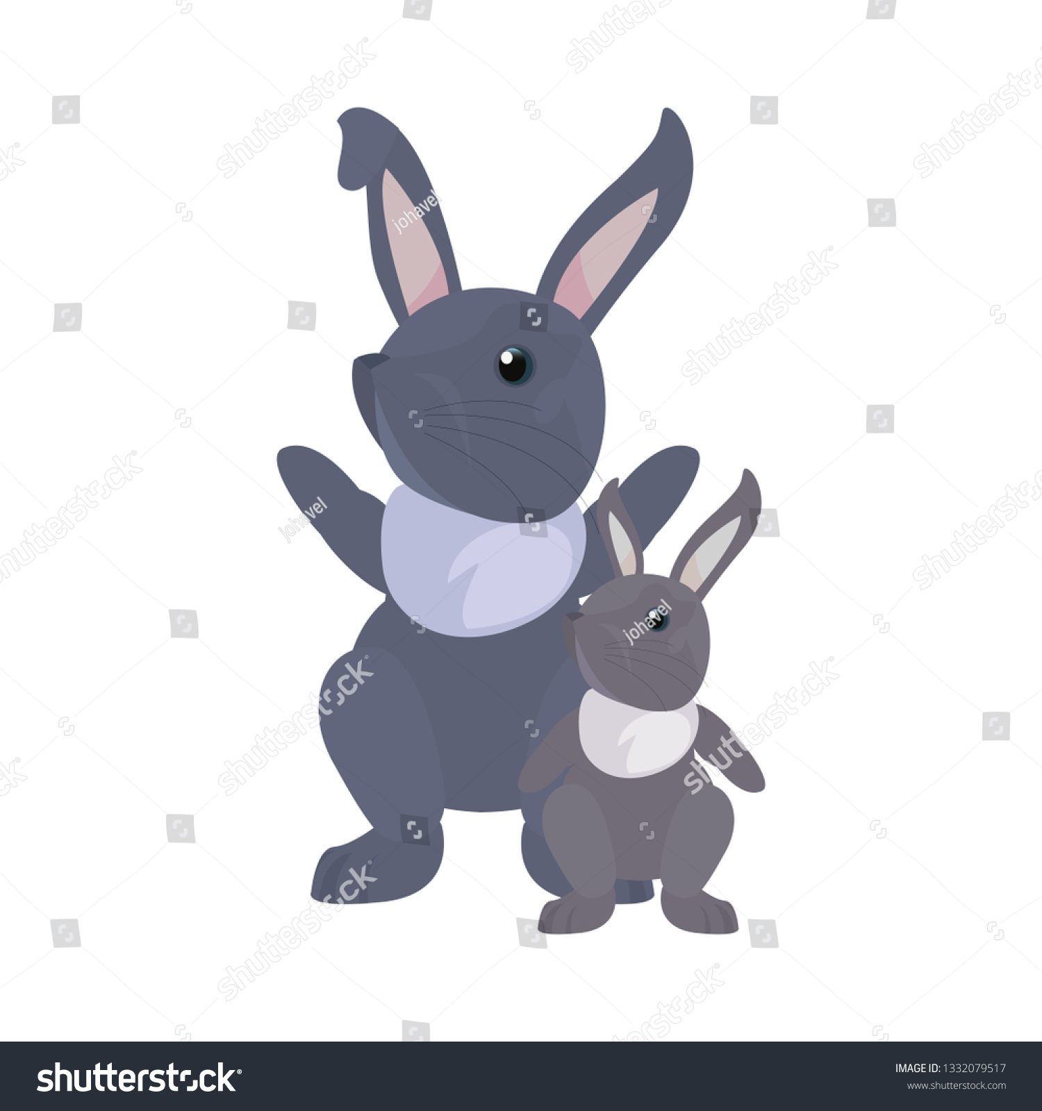 Cute Rabbits Cartoon Stock Vector (Royalty Free) 1332079517