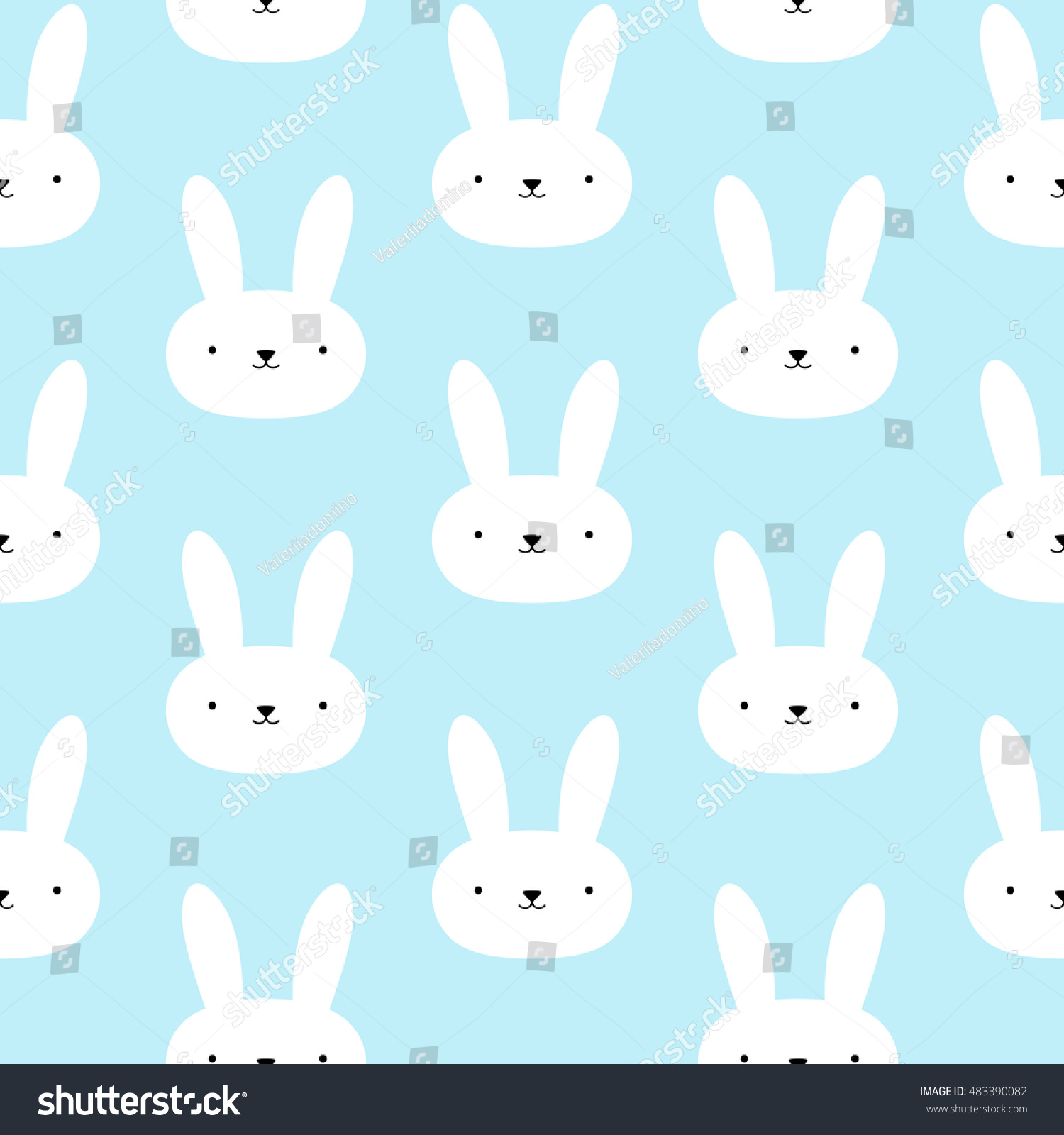Cute Rabbits Seamless Pattern Vector Background Stock Vector 483390082 ...