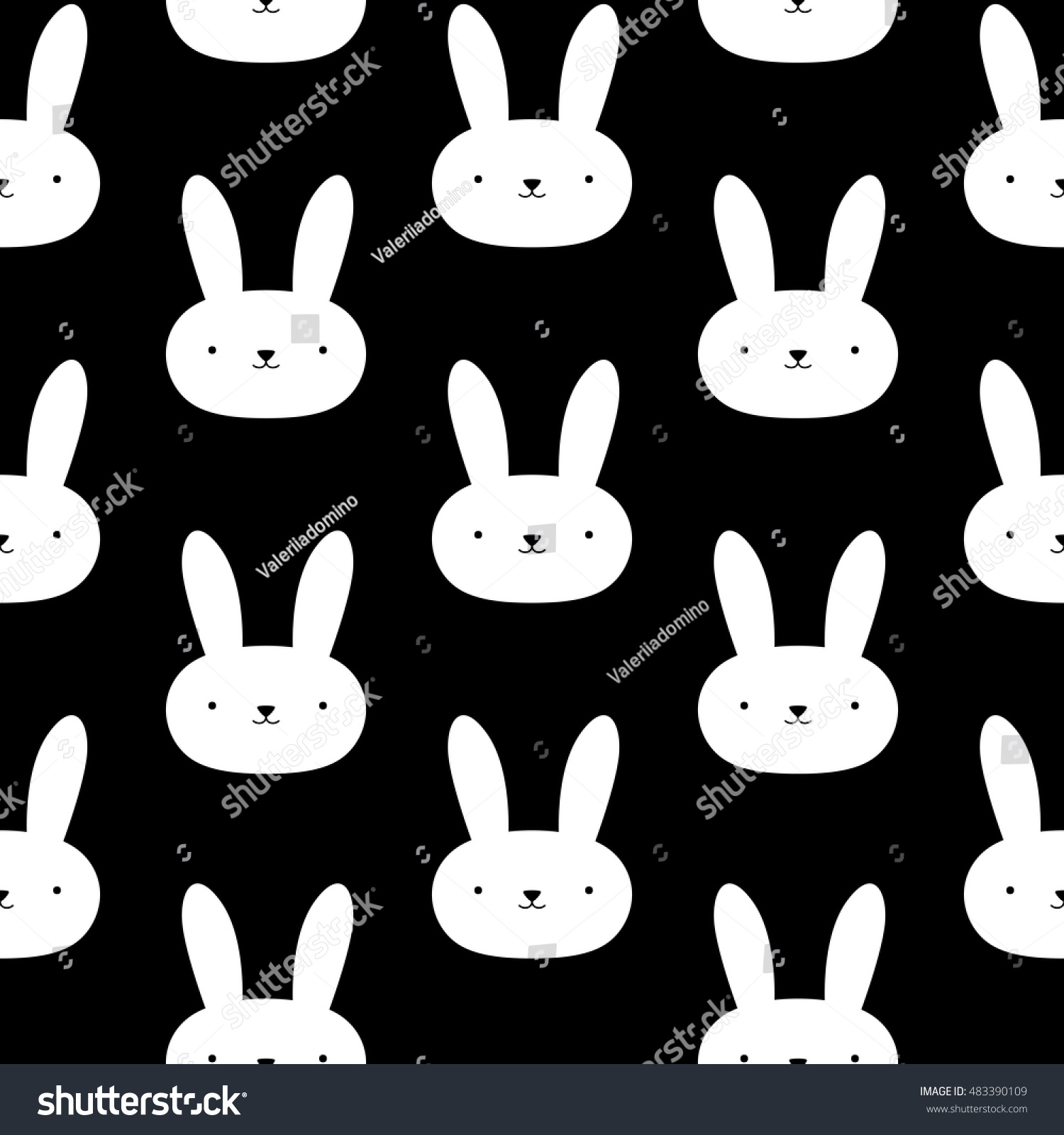 Cute Rabbits Seamless Pattern Vector Background Stock Vector (Royalty ...