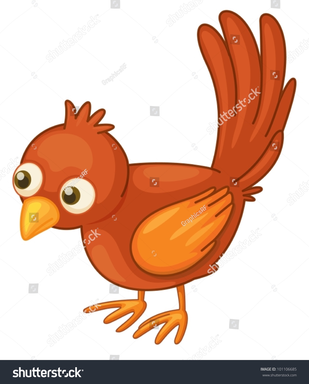 Cute Red Bird On White Background Stock Vector (Royalty Free) 101106685