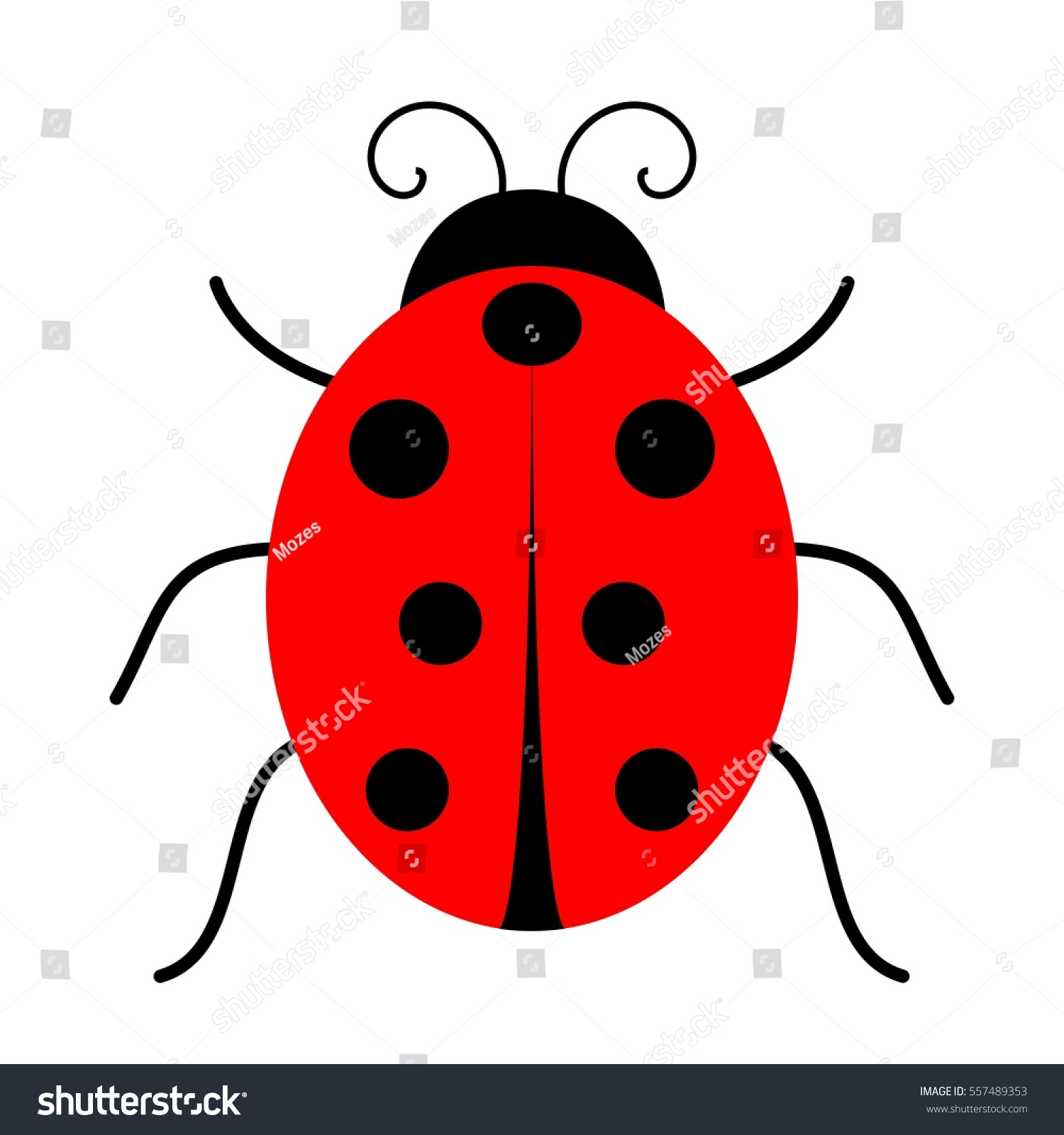 Cute Red Ladybug On White Background Stock Vector (Royalty Free) 557489353