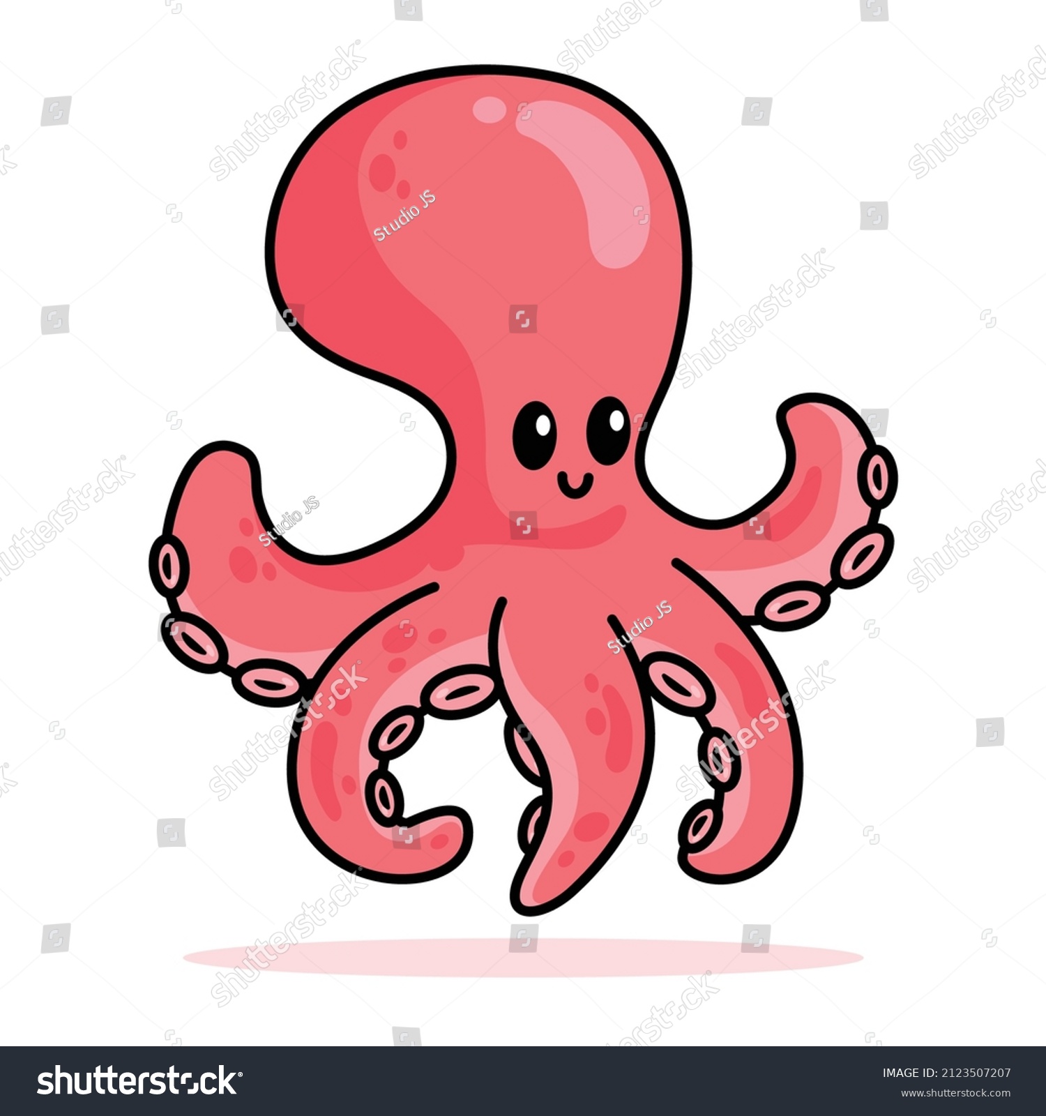 Cute Red Octopus Vector File Stock Vector (Royalty Free) 2123507207 ...