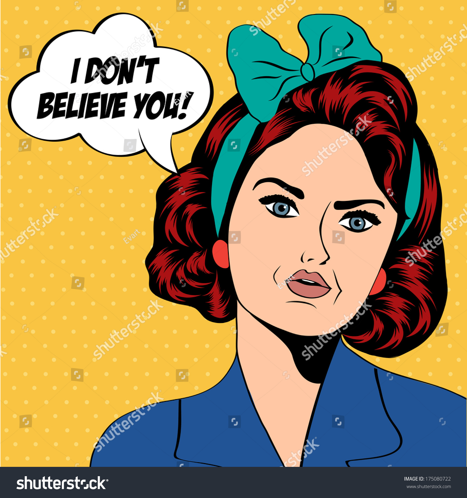 Cute Retro Woman Comics Style Vector Stock Vector Royalty Free 175080722