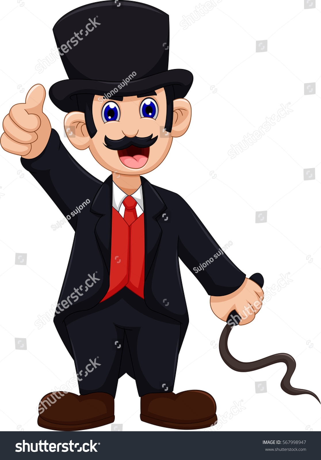 Cute Ringmaster Cartoon Thumb: เวกเตอร์สต็อก (ปลอดค่าลิขสิทธิ์) 567998947