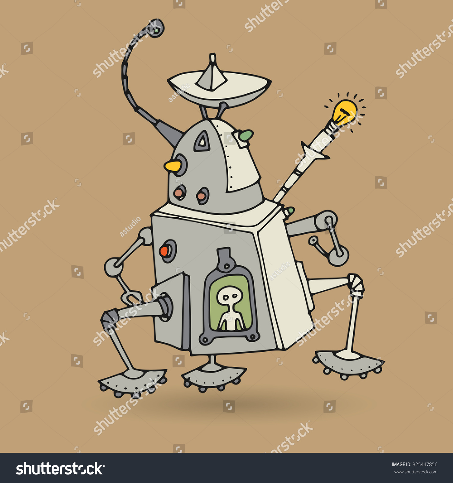 Cute Robot Doodle Drawing Vector Illustration Stock Vector (Royalty ...