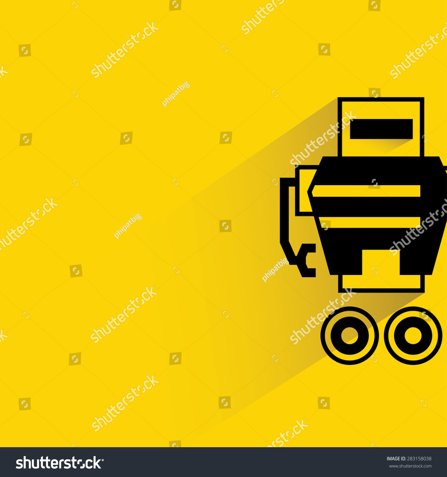 Cute Robot Yellow Background Flat Shadow Stock Vector (Royalty Free ...