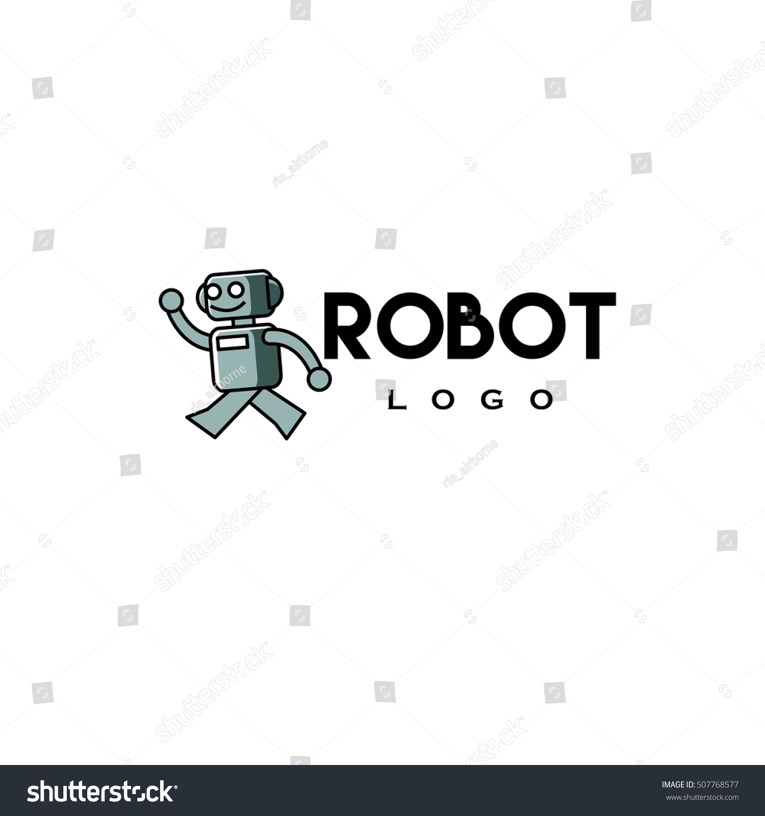 Cute Robot Mascot Logo Design Template Stock Vector (Royalty Free ...