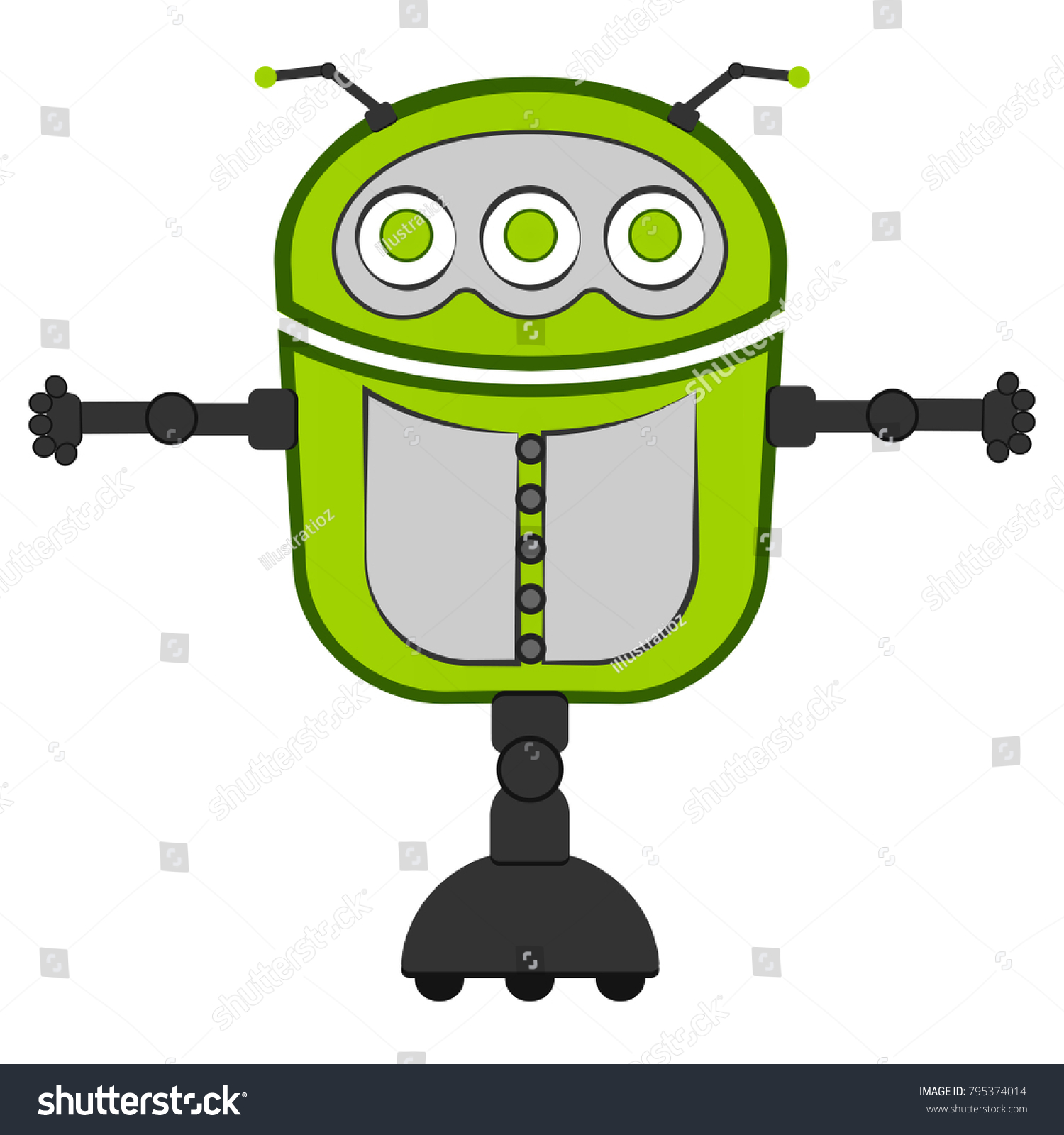 Cute Robot On White Background Vector Stock Vector (Royalty Free) 795374014